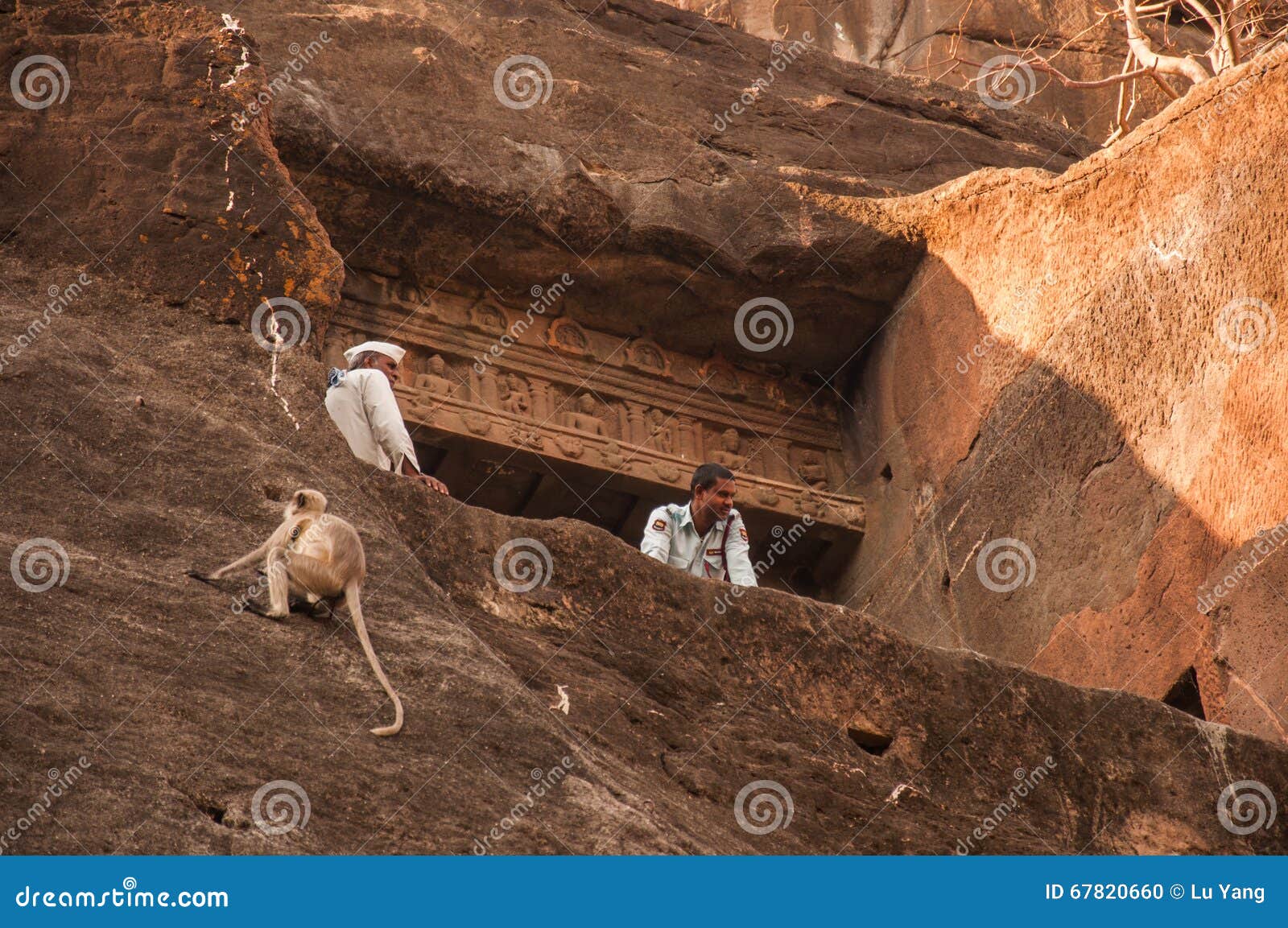 Guards and a Monkey in Ajanta Editorial Image - Image of featuring ...