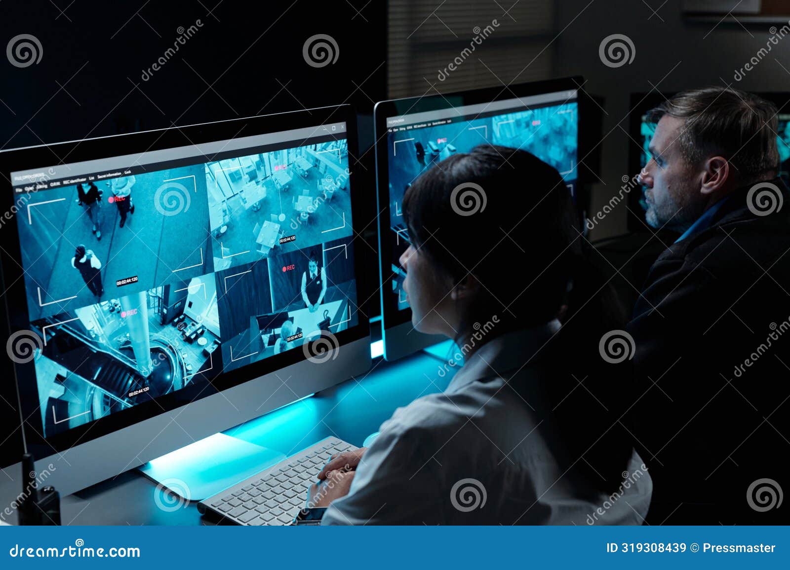 Guards Observing Cctv Video on Screens Stock Image - Image of safety, officer: 319308439