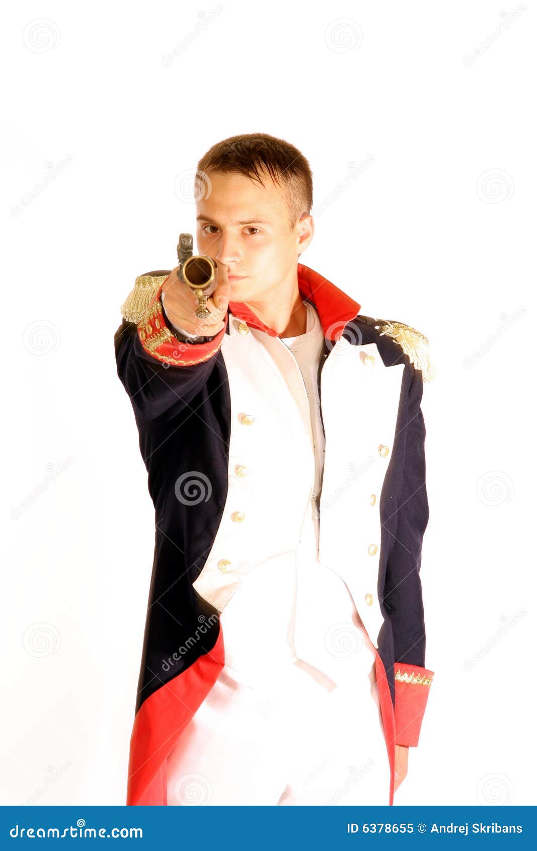 Guardsman in Full-dress Uniform Aiming Gun Stock Image - Image of army ...