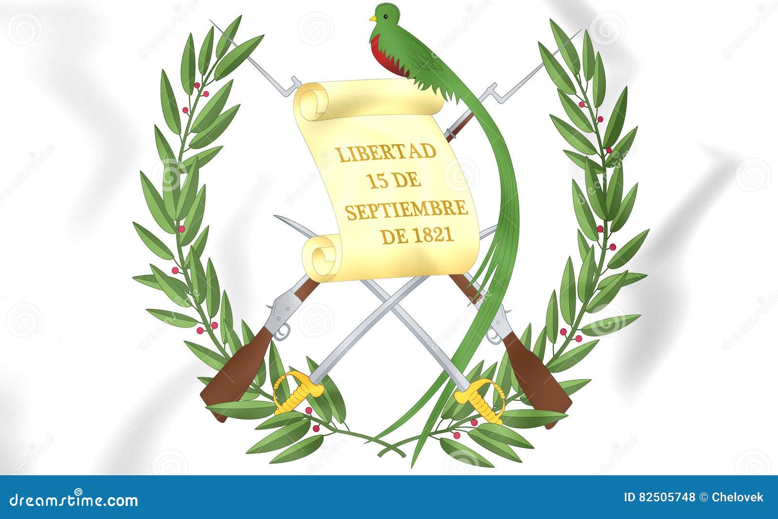 Guatemala coat of arms stock illustration. Illustration of render ...