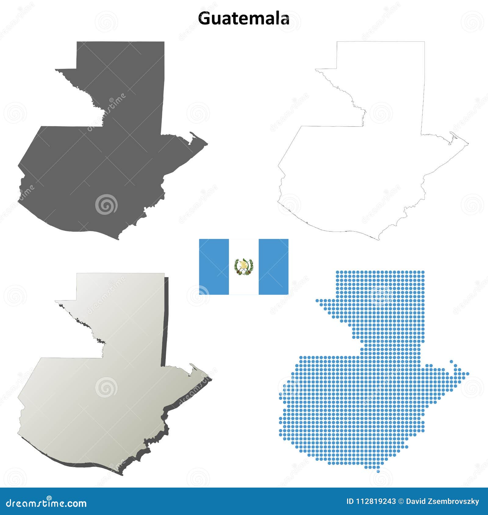 Guatemala outline map set stock vector. Illustration of guatemala ...