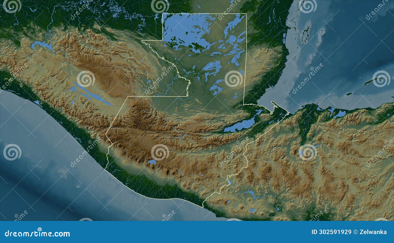 Guatemala Outlined. Physical Stock Illustration - Illustration of earth ...