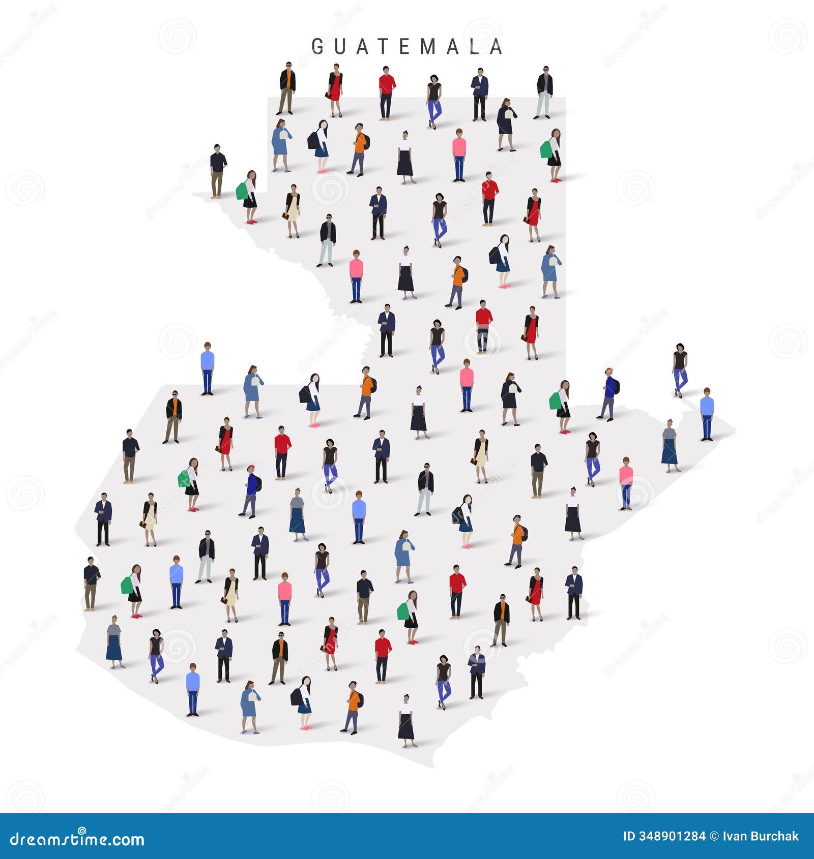 Guatemala Population Map. Large Group of People in a Shape of ...
