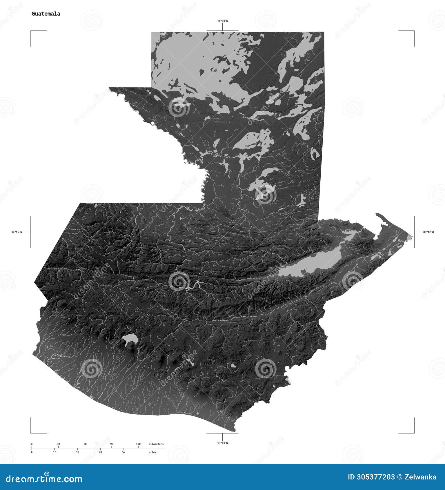 Guatemala Shape on White. Grayscale Stock Illustration - Illustration ...