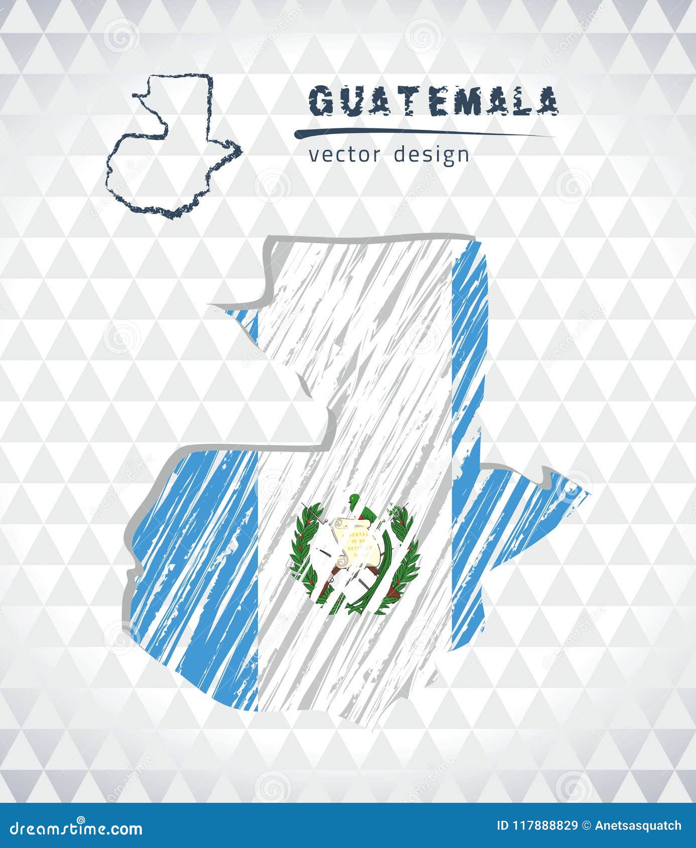Guatemala Map Hand Drawn Sketch. Vector Concept Illustration Flag ...