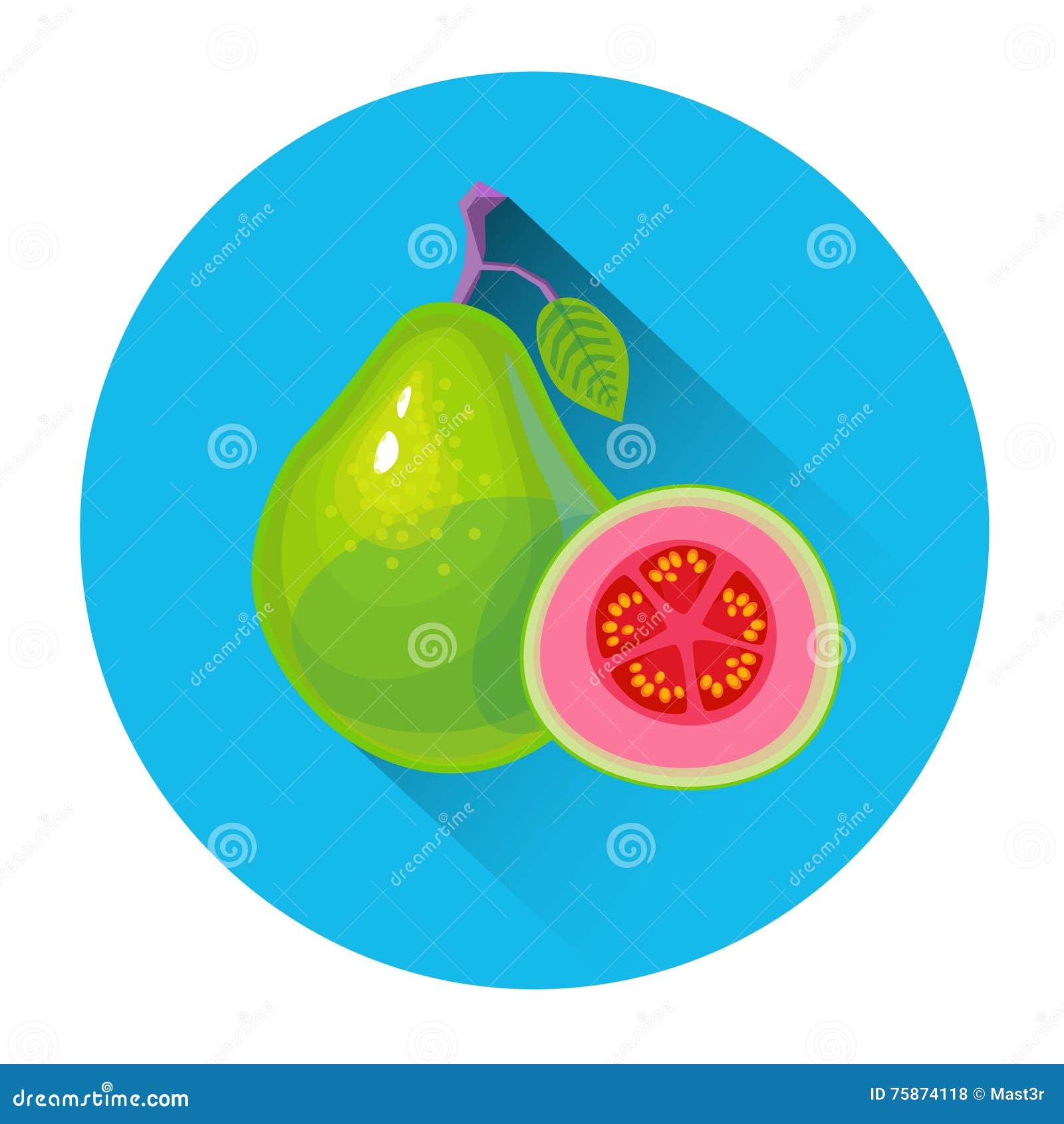 Guava Colorful Fruit Icon stock vector. Illustration of delicious ...