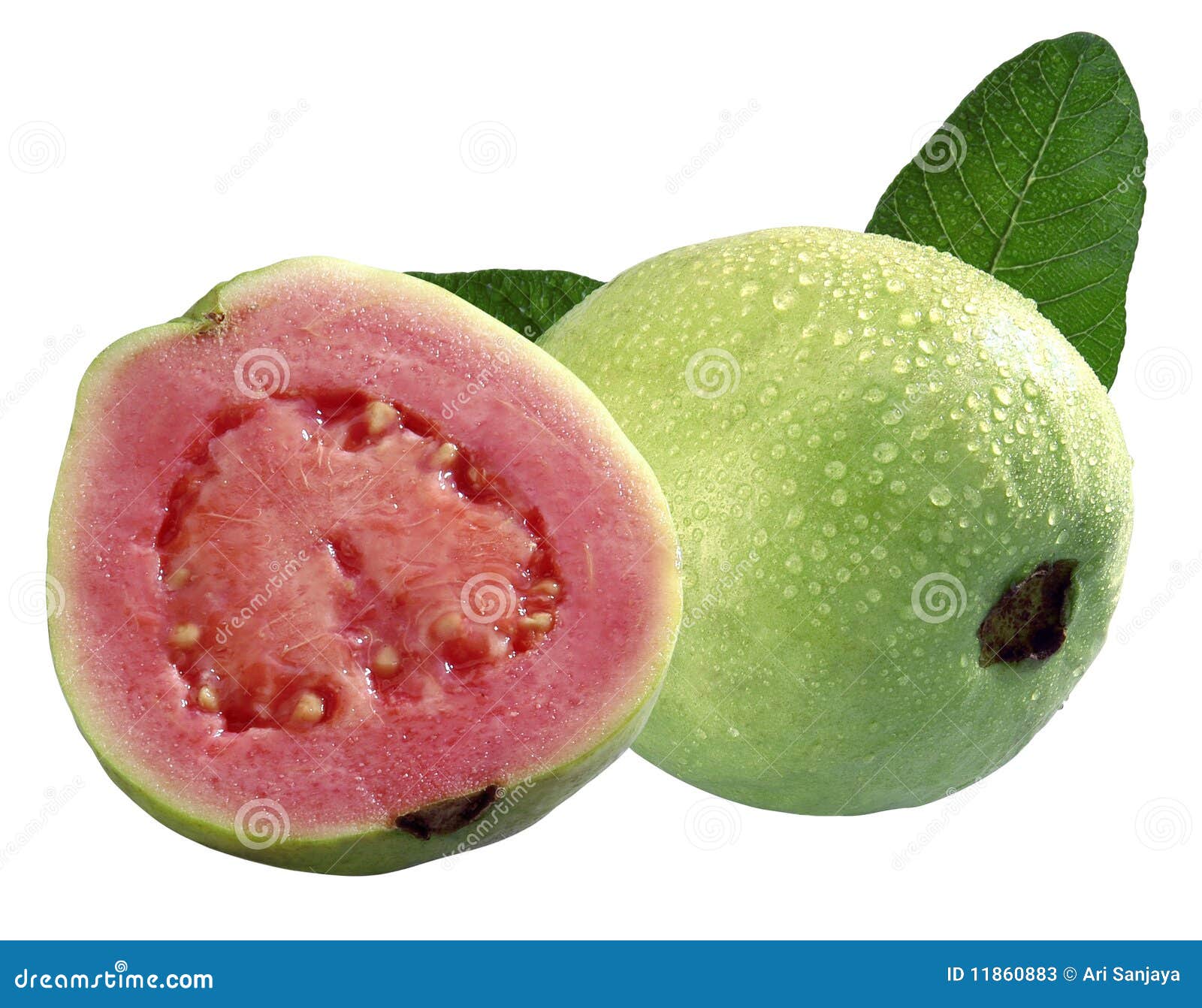 Guava Fruit With Green Leaf Single Common-guava Food Fresh Ripe Guapple ...