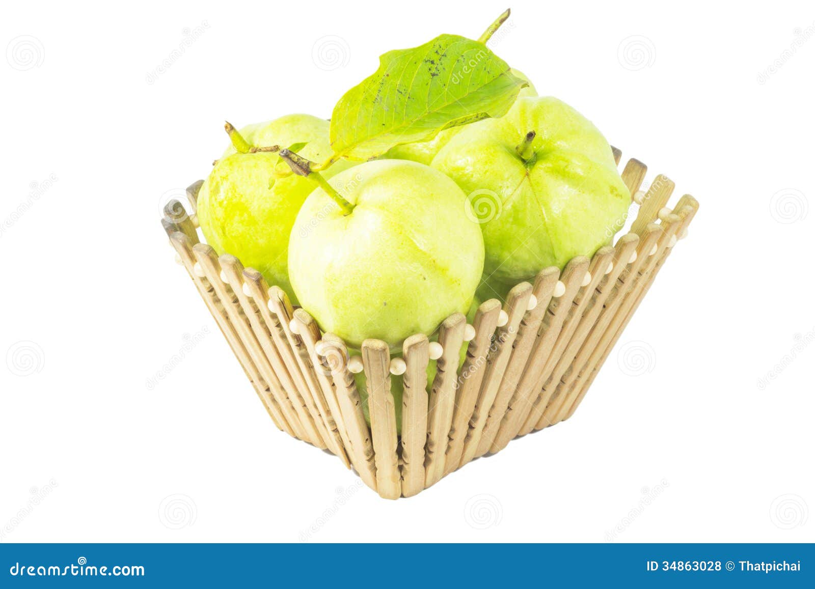 Guava Fruit in Basket Isolated Stock Photo - Image of diet, orange ...