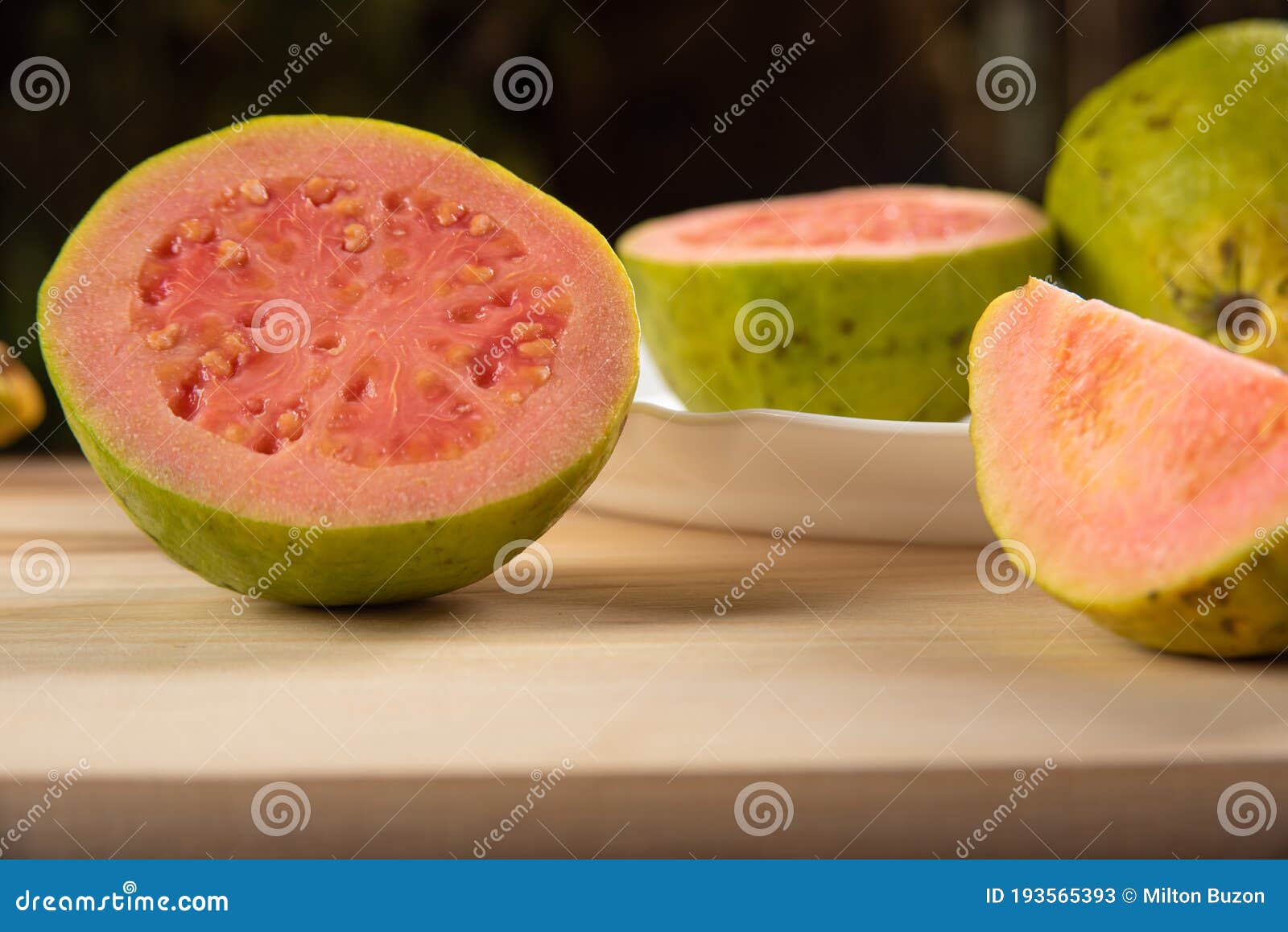 & X22;Guava& X22; Fruit in Brazil on Polished Wood on a Rustic Wood ...