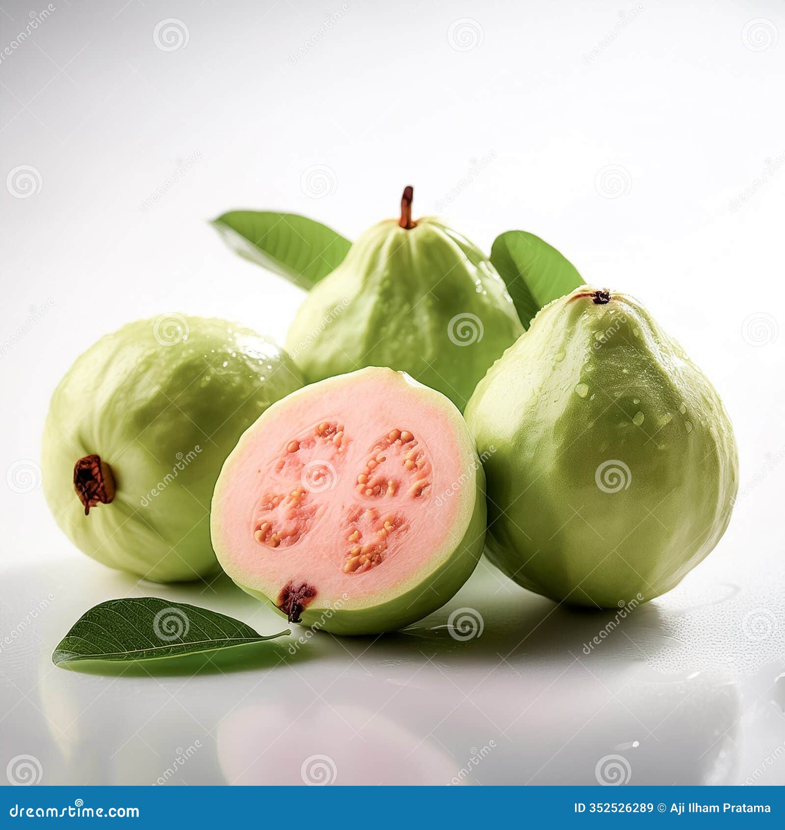 Guava Fruit, Peeled or Cut on a Natural White Stock Image - Image of ...