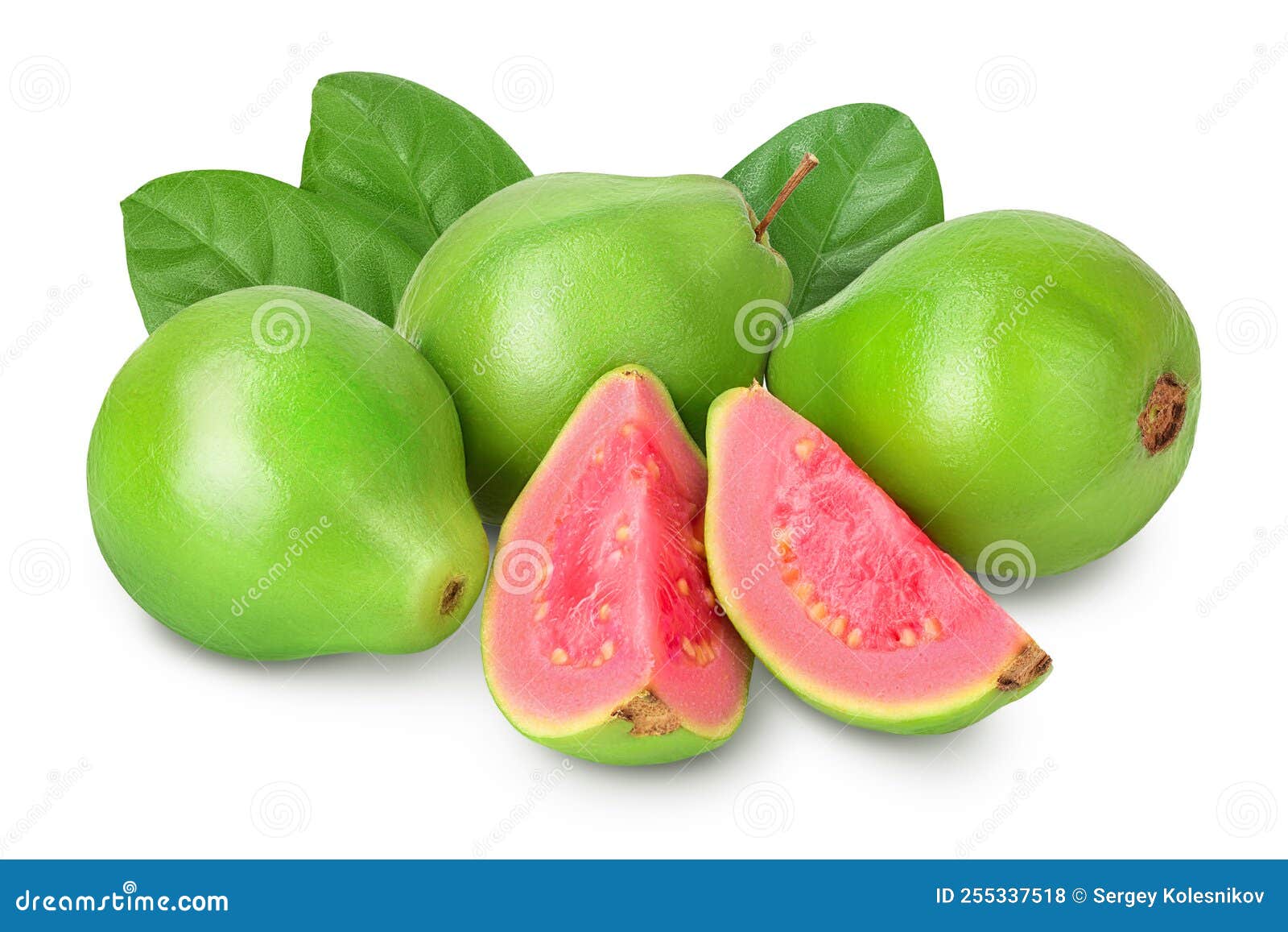 Guava Fruit with Slices Isolated on White Background with Full Depth of ...