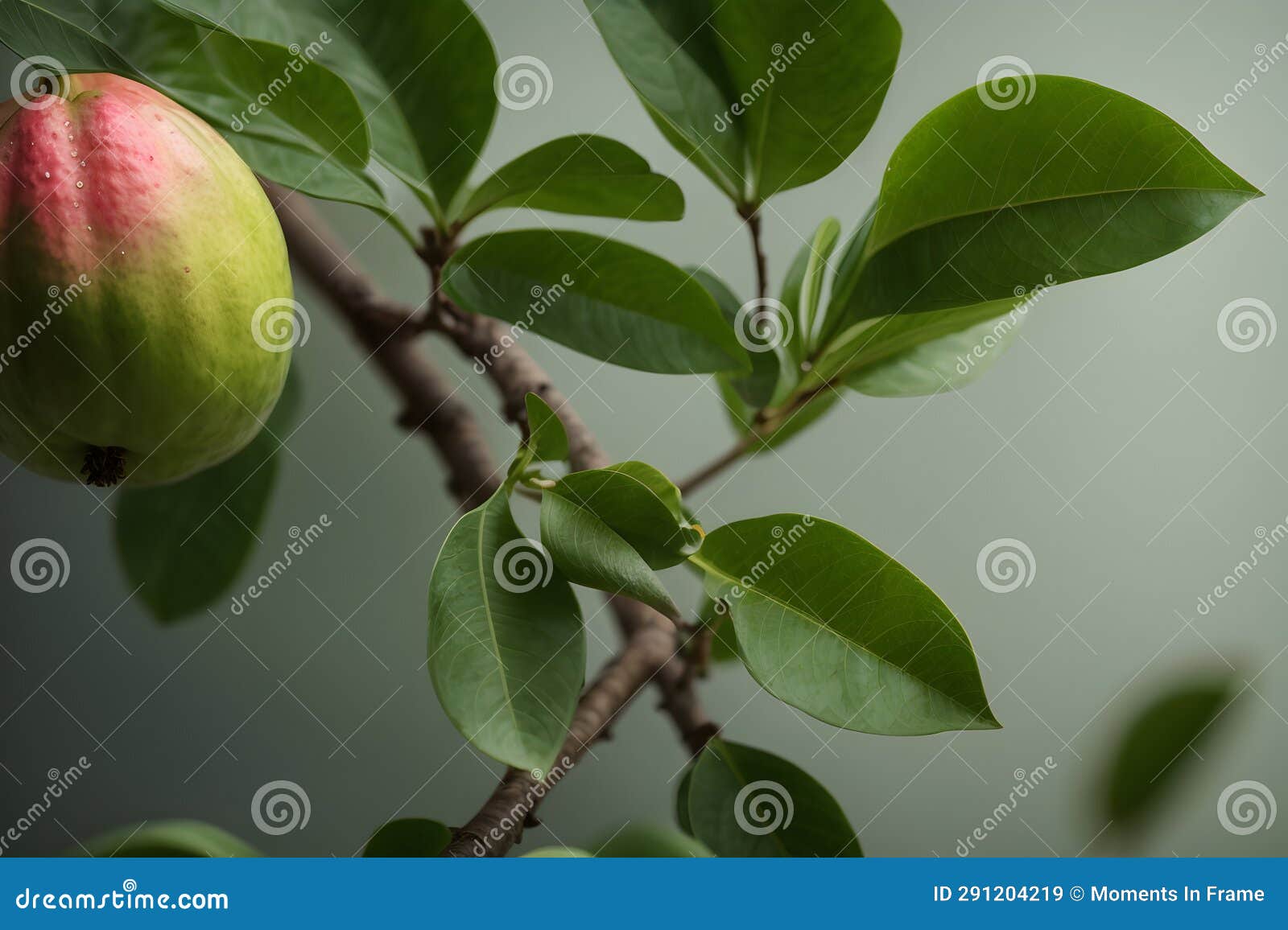 Guava Fruit on Tree on Gray Background Stock Illustration ...