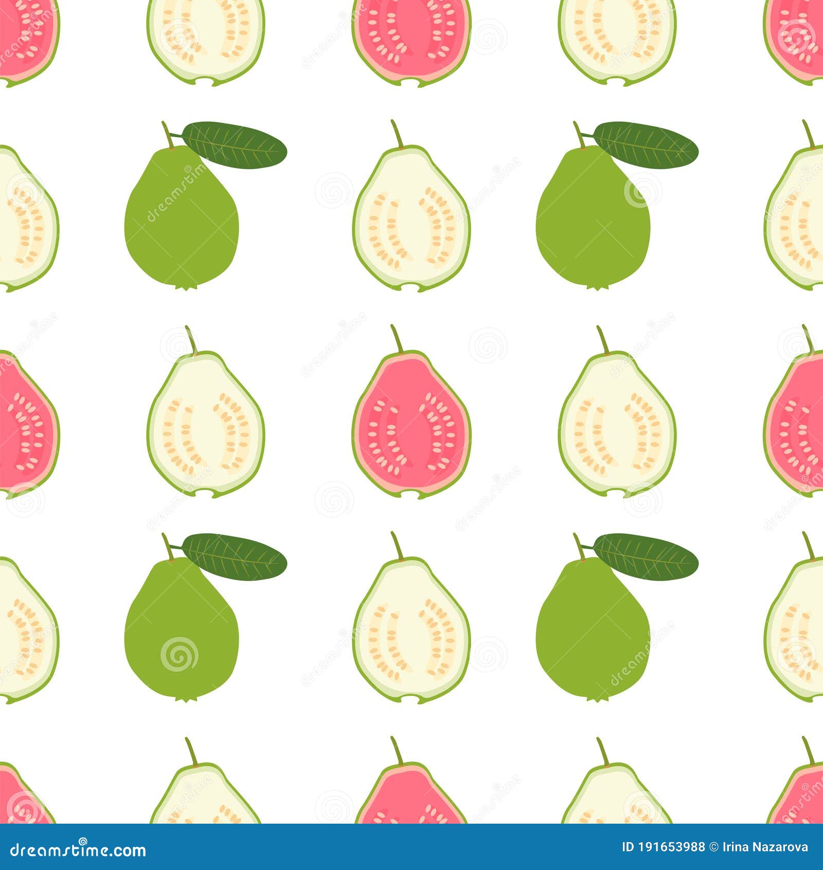 Guava Fruit. Seamless Vector Patterns Stock Vector - Illustration of ...
