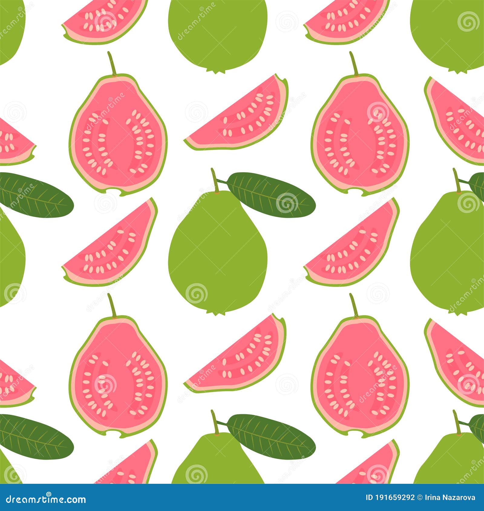 Guava Fruit. Seamless Vector Patterns Stock Vector - Illustration of ...