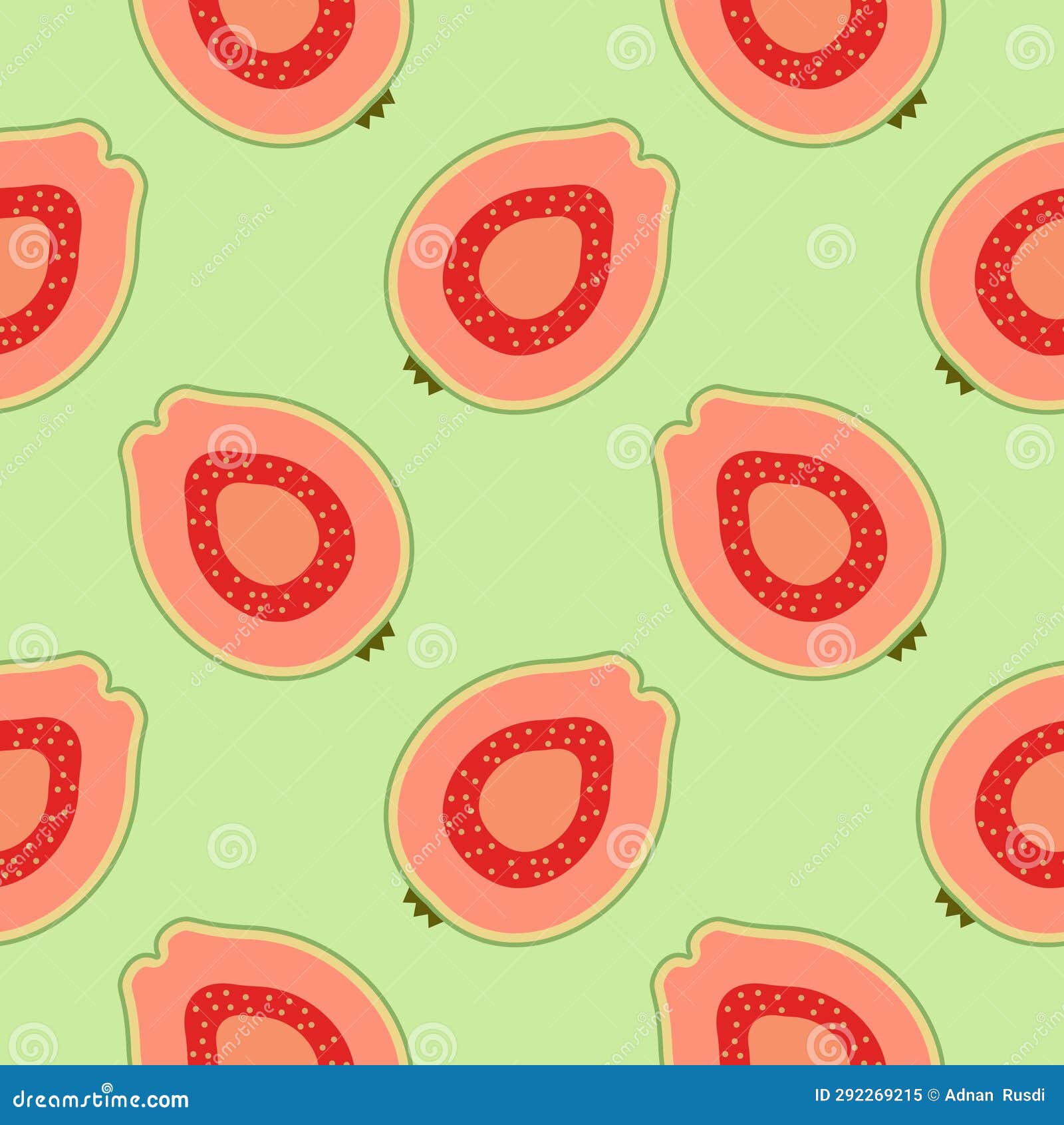 Guava Seamless Pattern Flat Design Vector Illustration Stock Vector ...