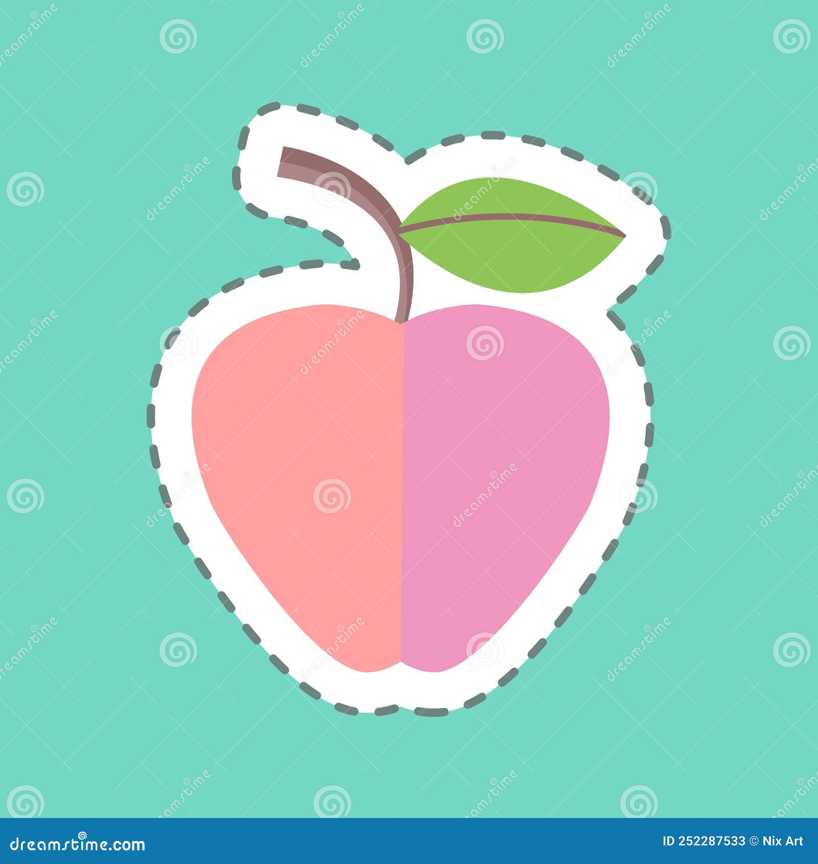 Guava Sticker in Trendy Line Cut Isolated on Blue Background Stock ...