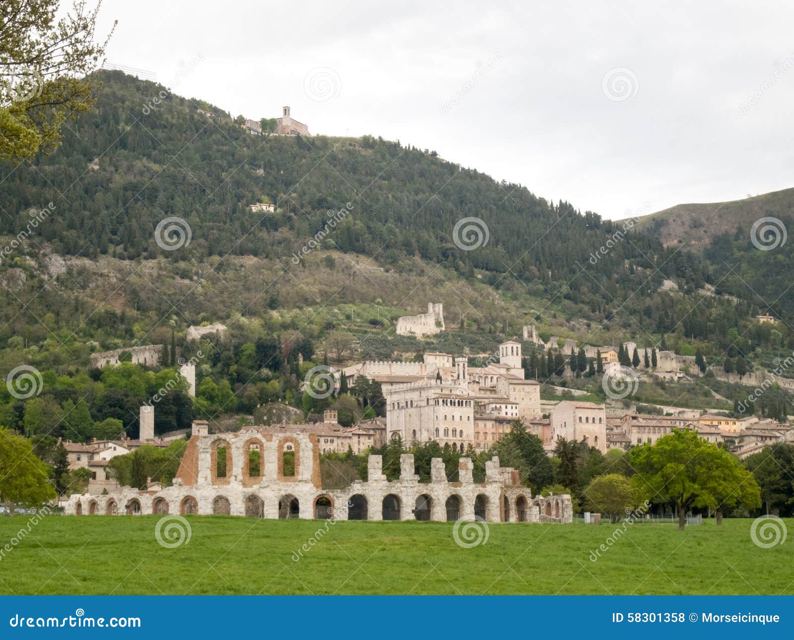Gubbio stock photo. Image of landmark, panoramic, facade - 58301358