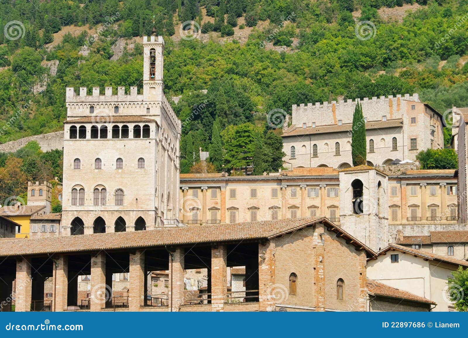 Gubbio Palazzo dei Consoli stock photo. Image of castle - 22897686