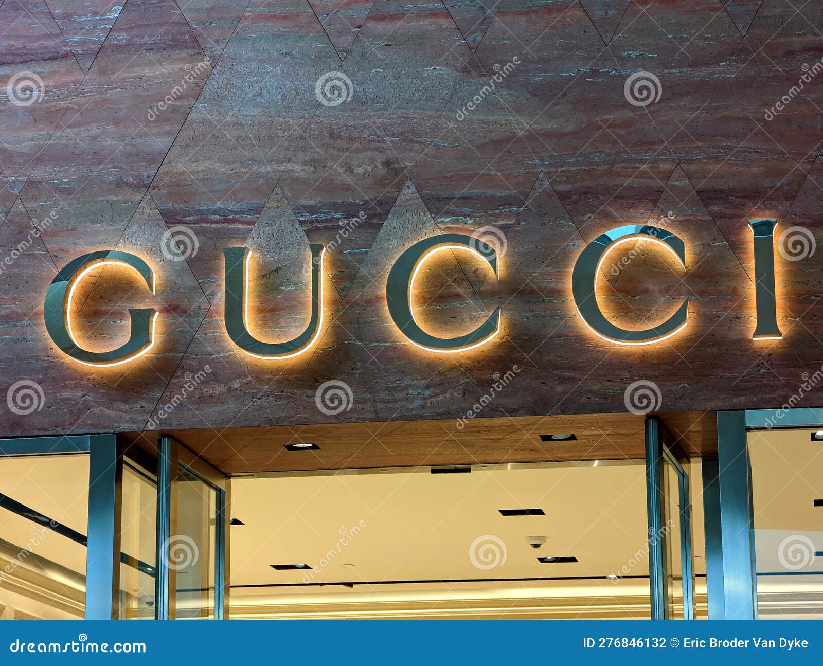 Gucci Store Front with Illuminated Gucci Signage Editorial Photography ...