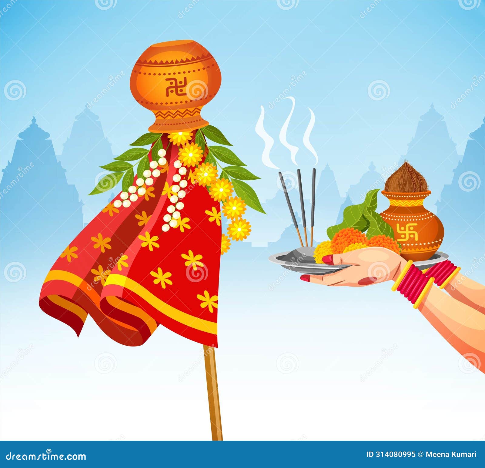 Gudi Padwa Celebration. Indian Woman Celebrate Gudi Padwa or Ugadi ...