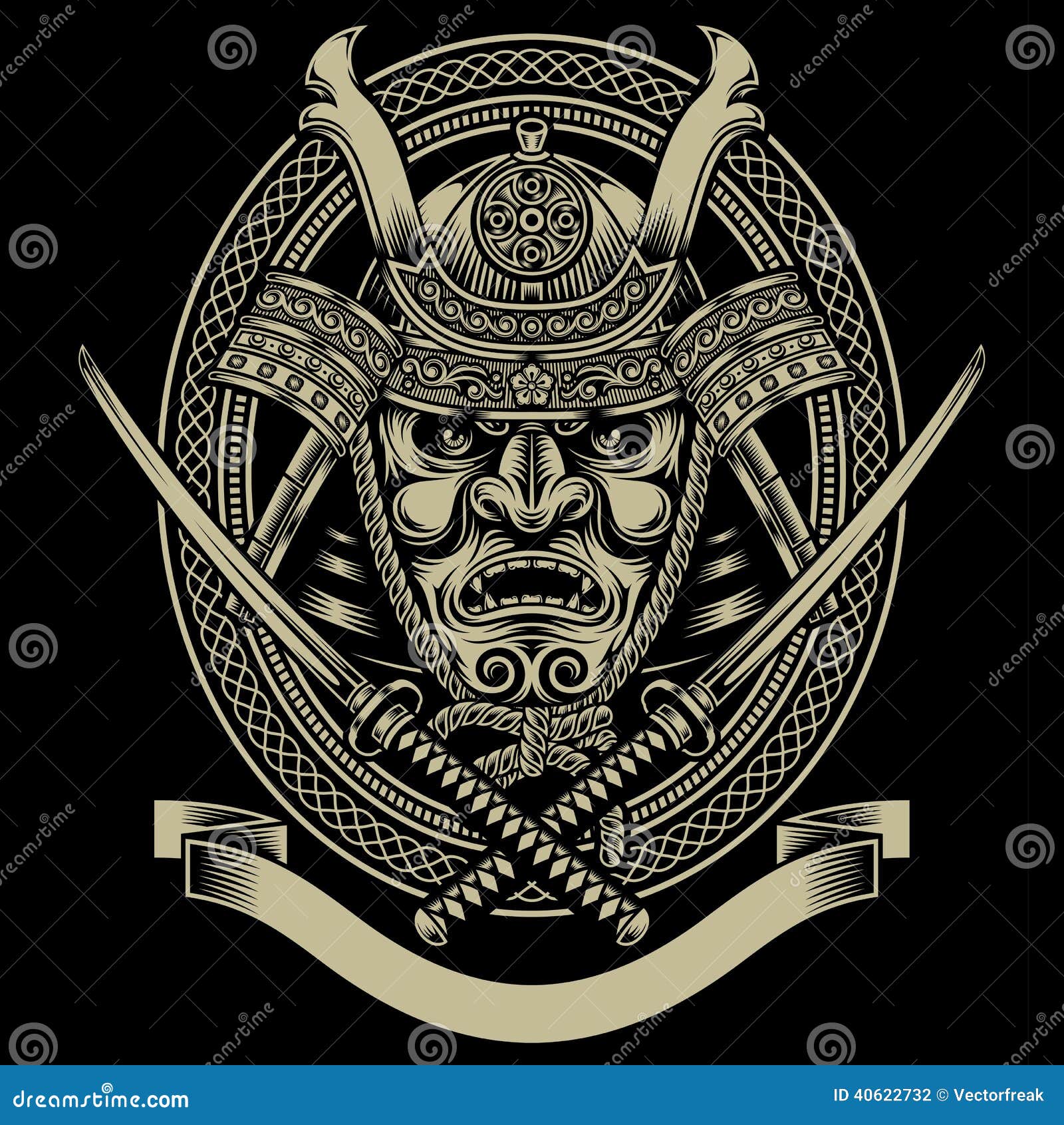 Guerrero Del Samurai Con La Espada Del Katana Ilustración del Vector ...