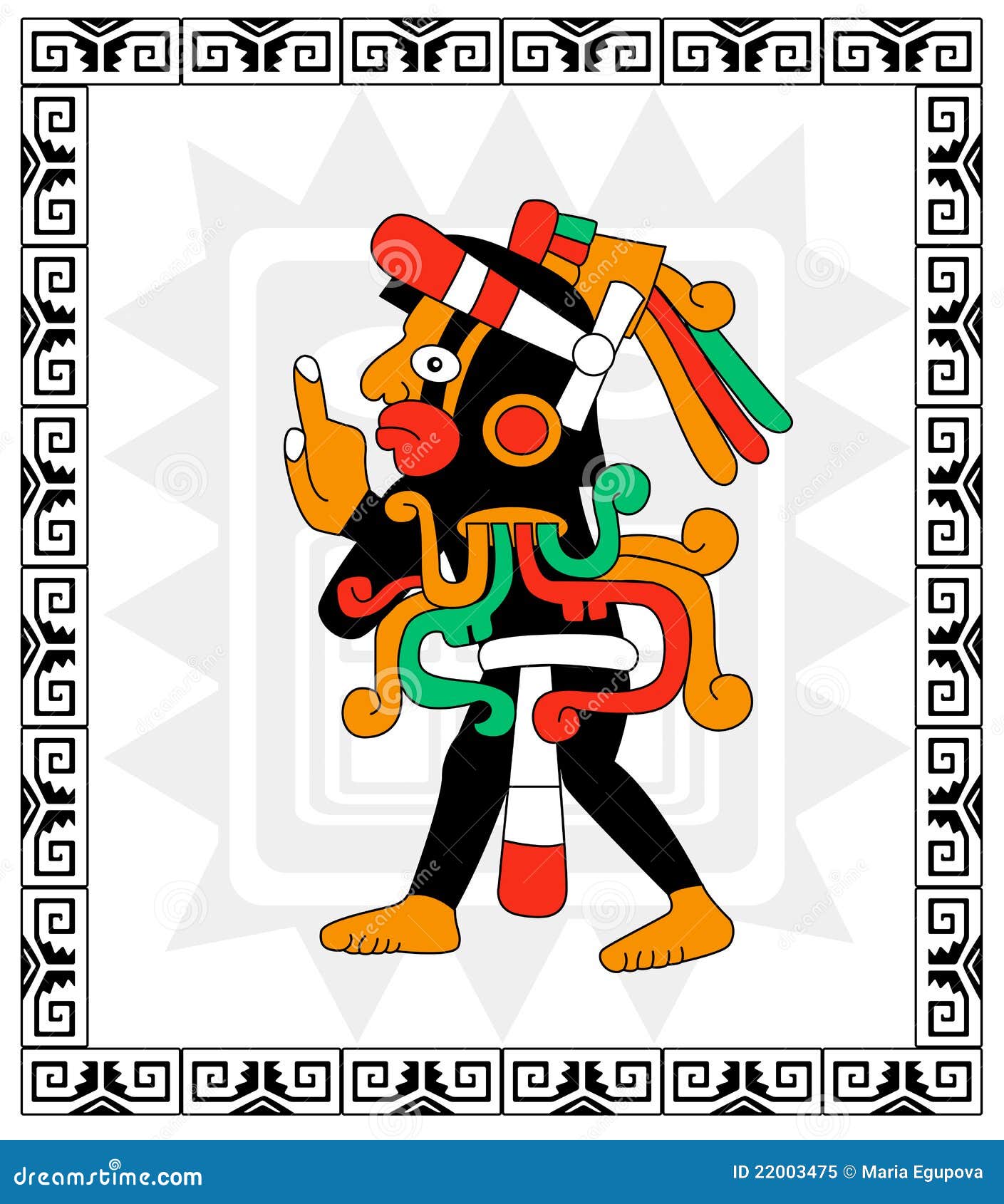 Guerrero maya en blanco ilustración del vector. Ilustración de indio ...
