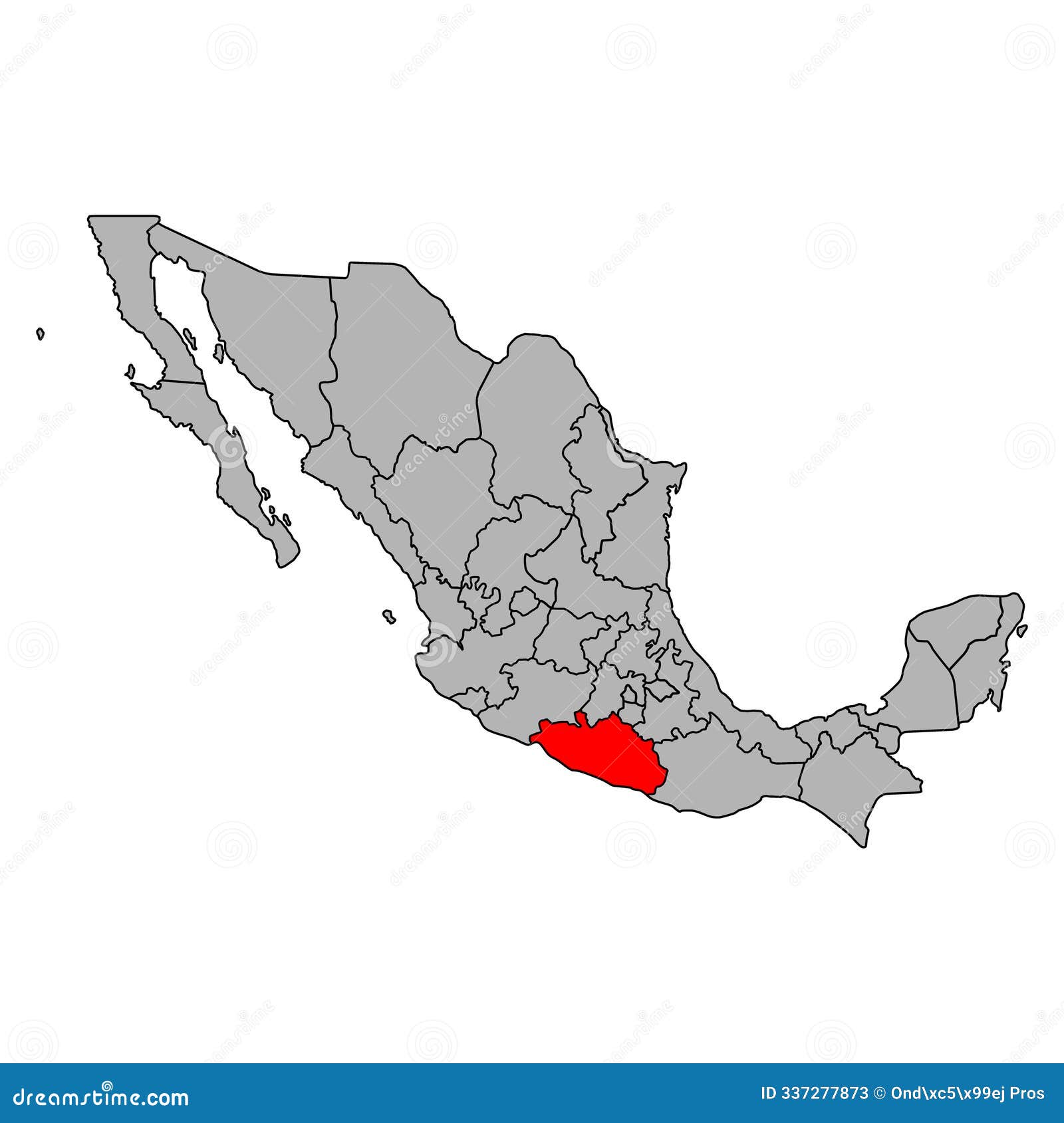 Guerrero Map Vector Silhouette Illustration Isolated On White ...