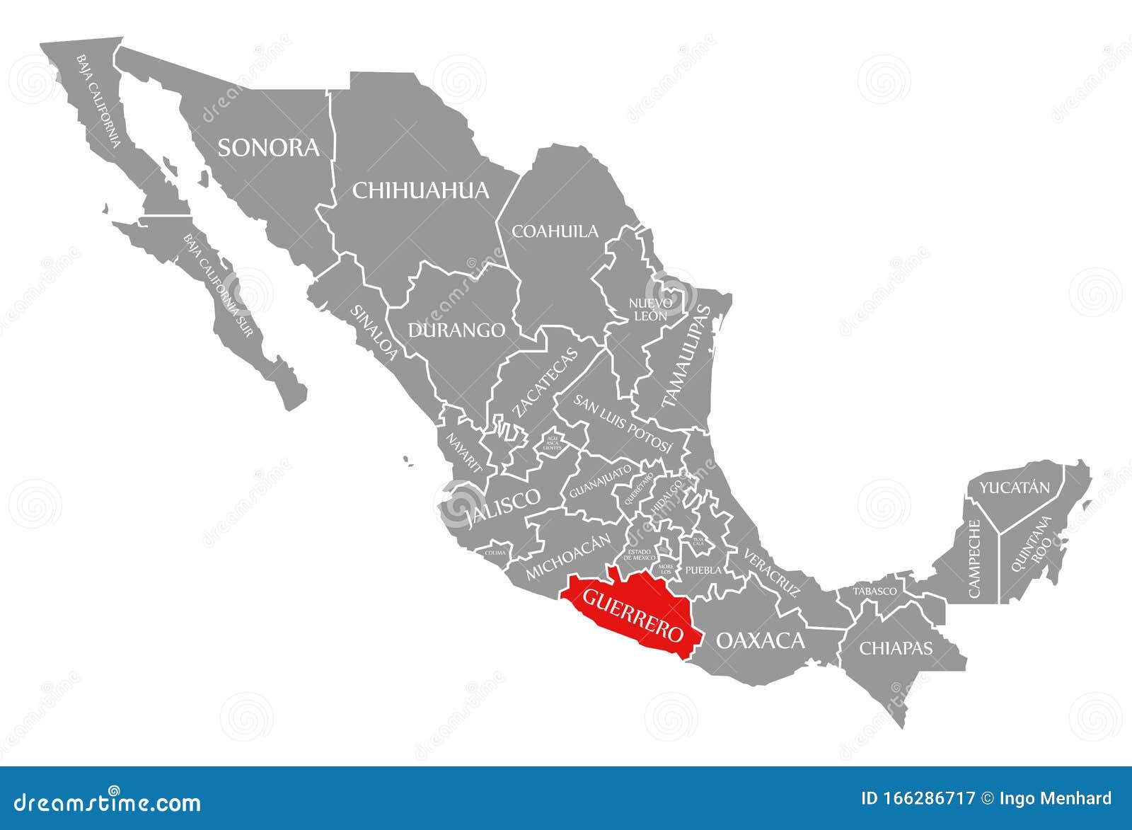Guerrero Red Highlighted in Map of Mexico Stock Illustration ...