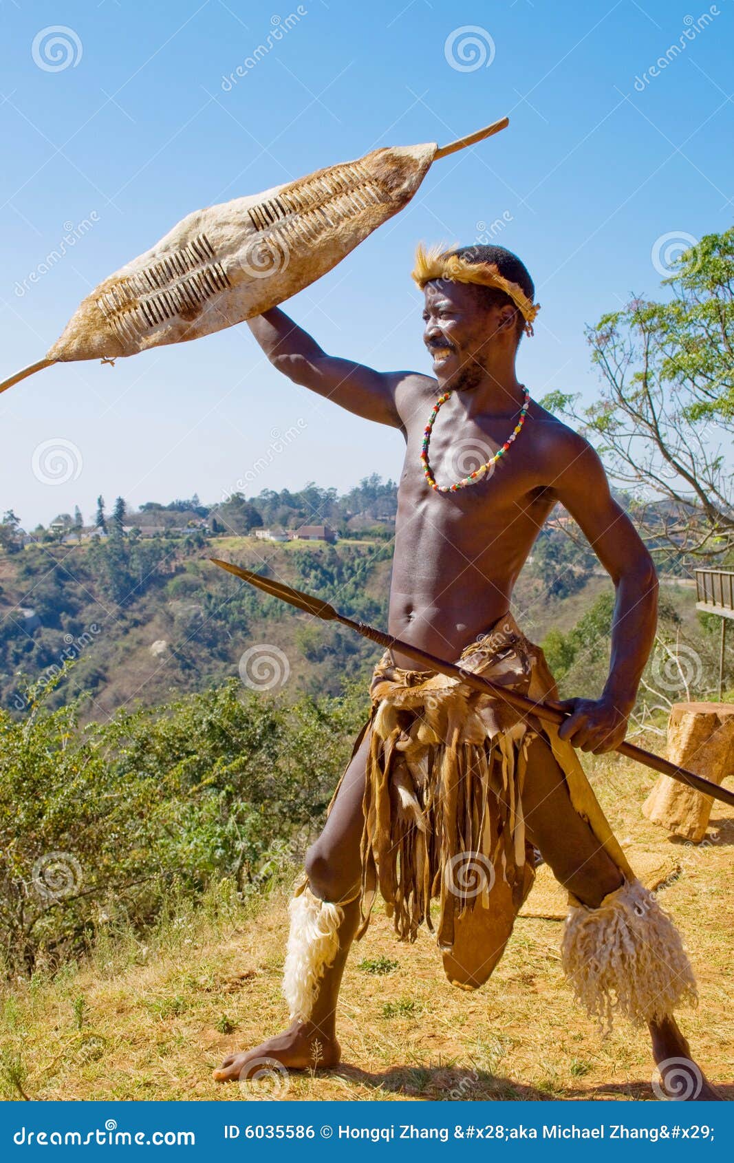 Visage De Guerrier Zoulou Africain Village Culturel Lesedi Afrique Sud