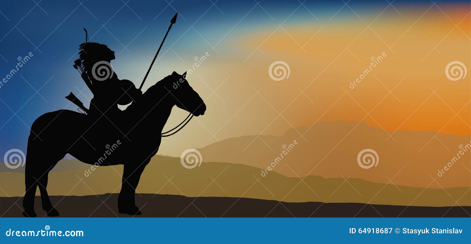 Guerrier Indien Courageux En Montagnes Illustration de Vecteur ...