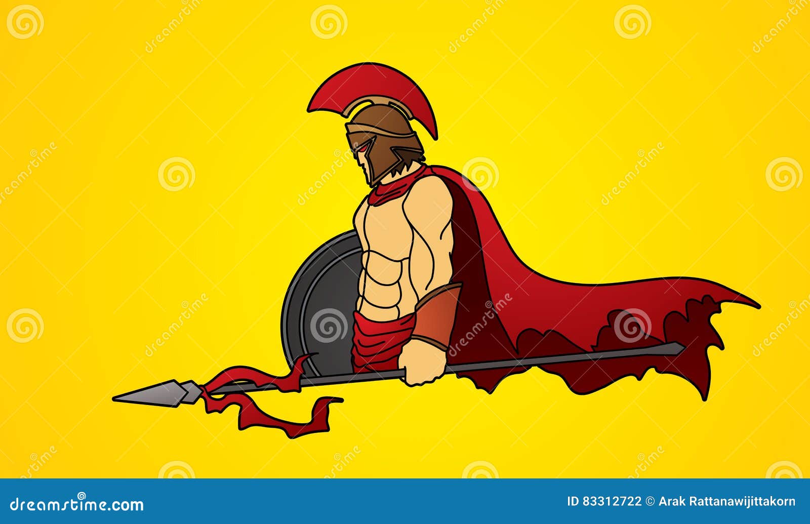 Guerrier Spartiate Avec La Lance Et Le Bouclier Illustration de Vecteur ...