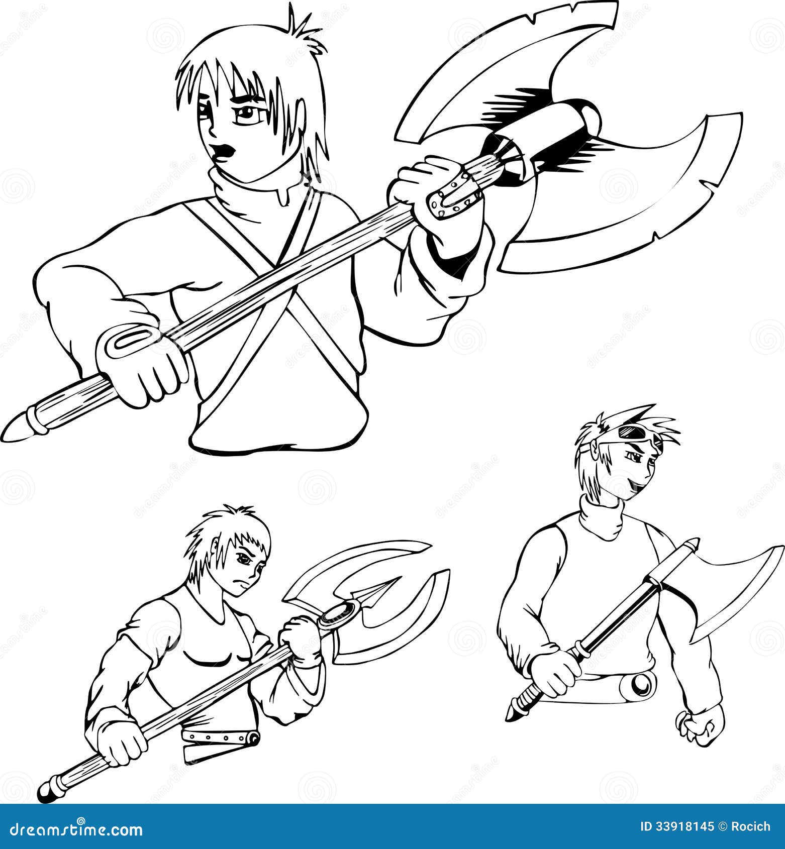 Guerrieri Di Anime Con Il Mazzapicchio Illustrazione Vettoriale ...
