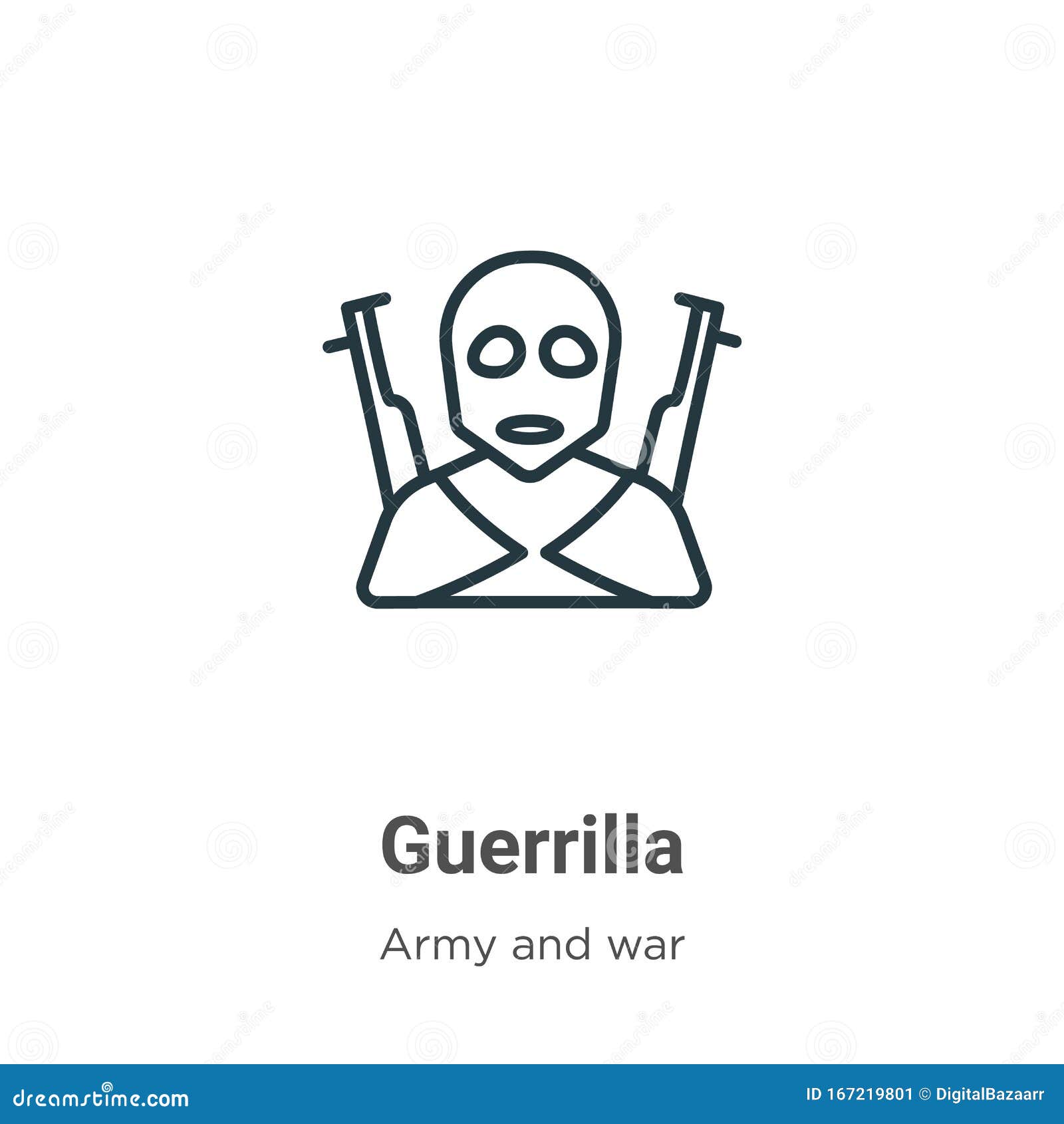Guerrilla Outline Vector Icon. Thin Line Black Guerrilla Icon, Flat ...