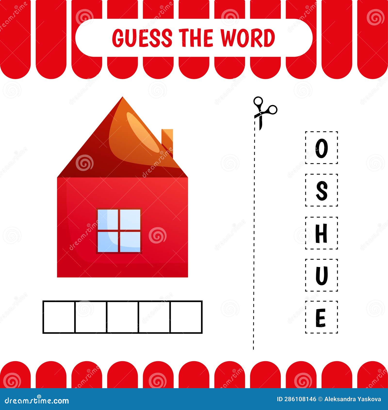 Guess the Word Educational Learning Game for Preschool Kids. House ...
