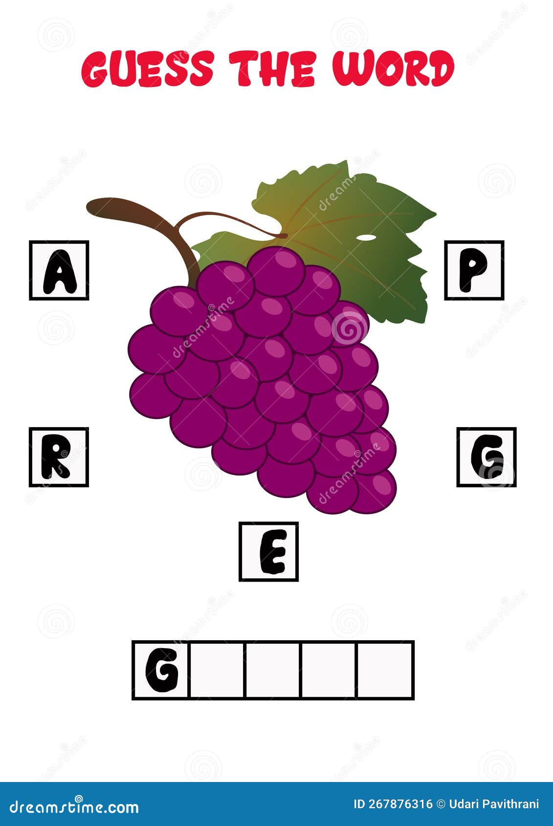 Guess the Word Grapes stock illustration. Illustration of grade2 ...