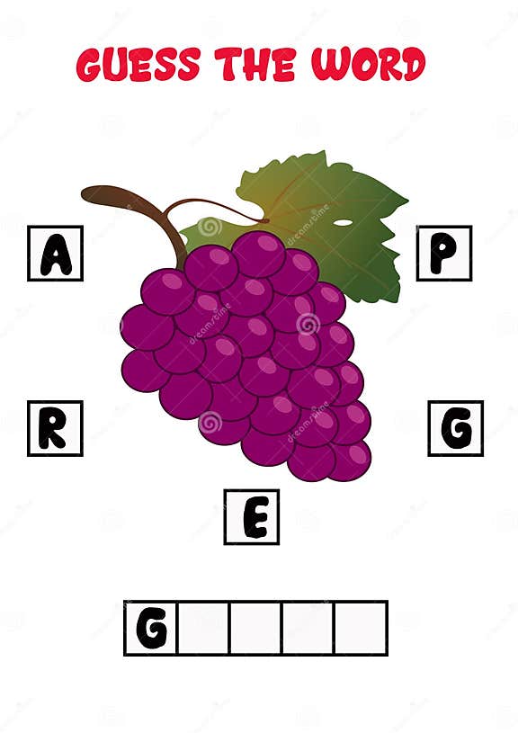 Guess the Word Grapes stock illustration. Illustration of grade2 ...