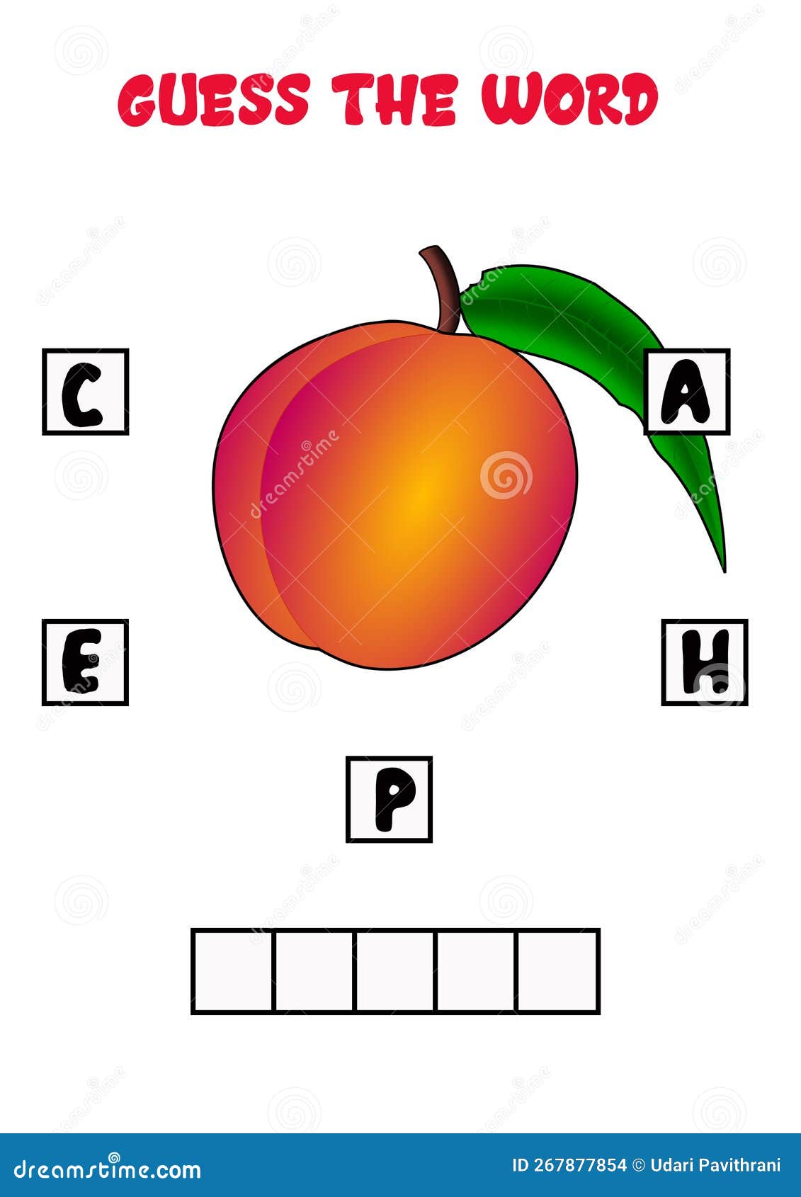 Guess the Word Peach Worksheet Stock Illustration - Illustration of ...