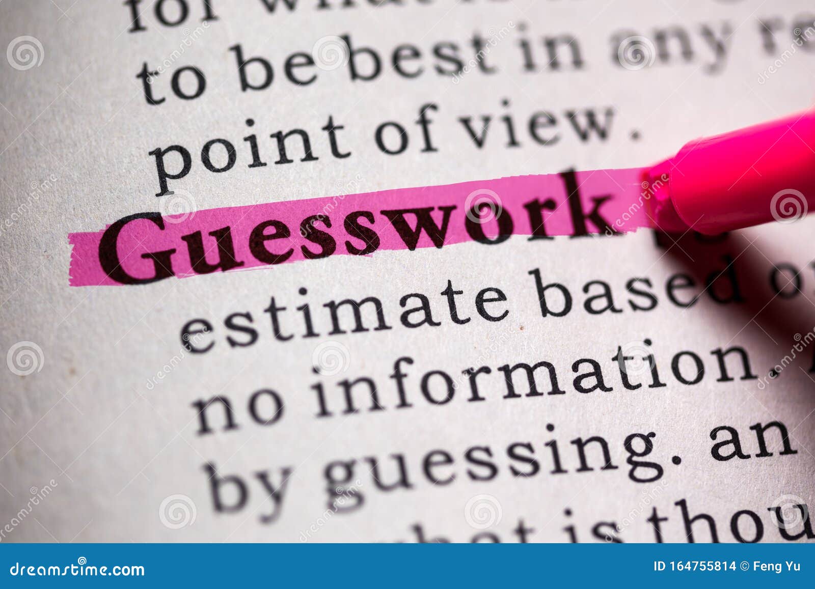 Definition of the Word Guesswork Stock Photo - Image of fake, guesswork ...
