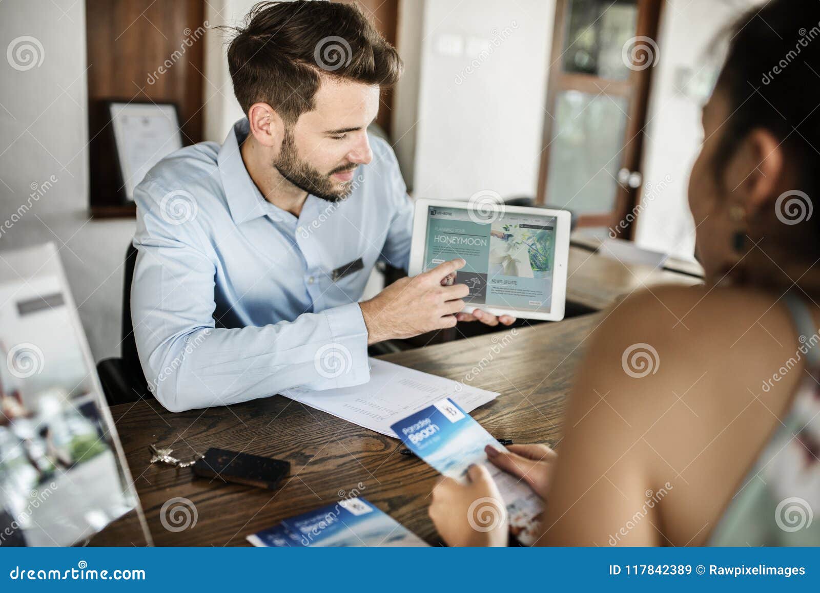 Guest Booking a Tour at a Hotel Stock Image - Image of happy ...