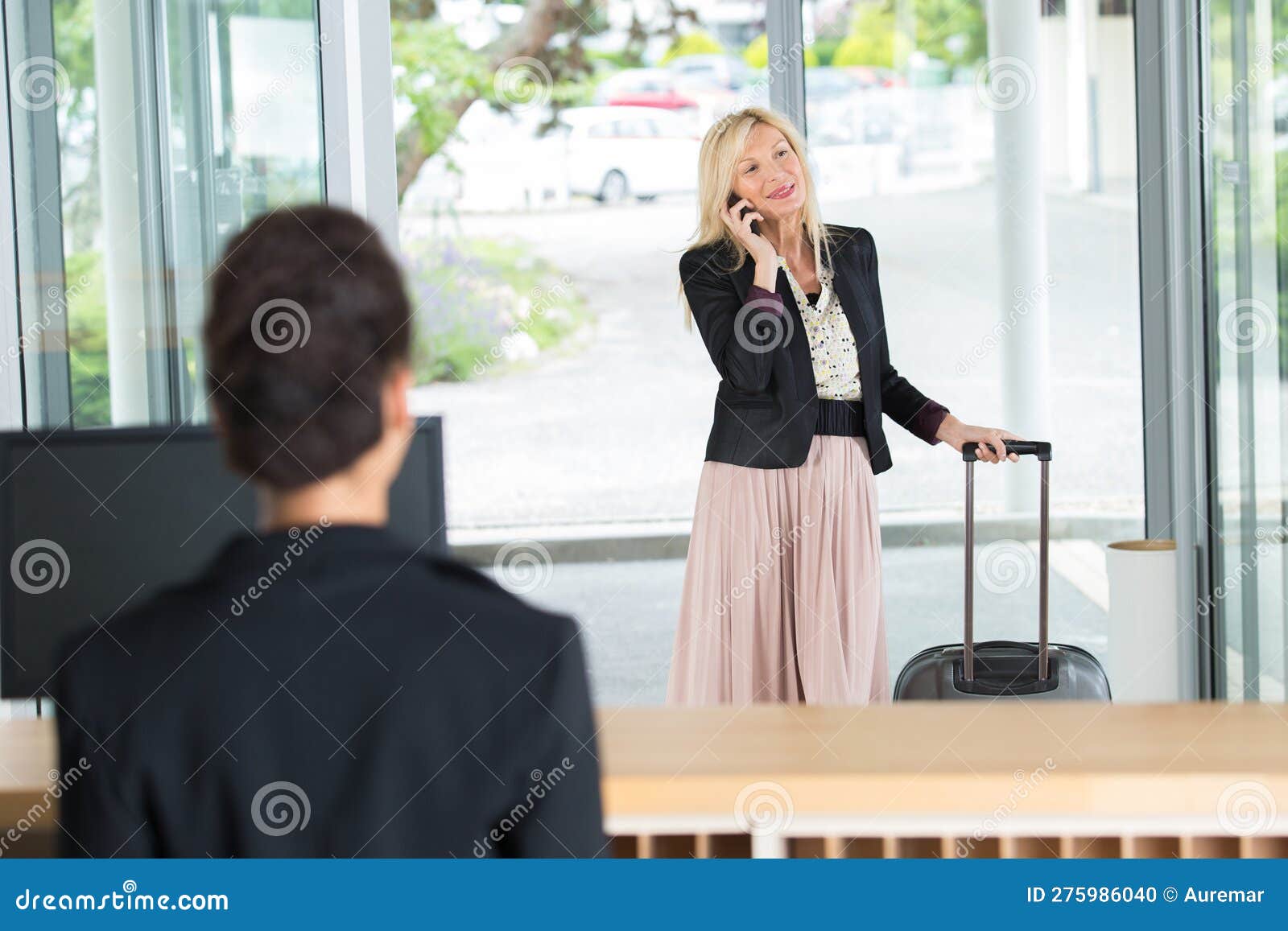 Guest entering hotel stock photo. Image of desk, hotel - 275986040