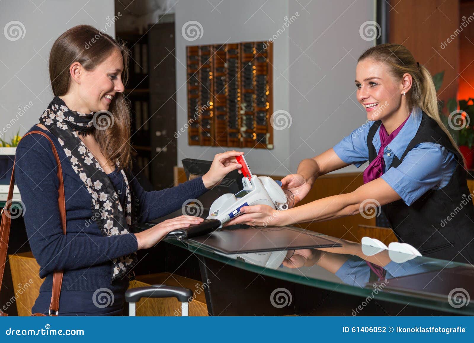 Guest in Hotel Paying with Credit Card at Reception Stock Photo - Image ...