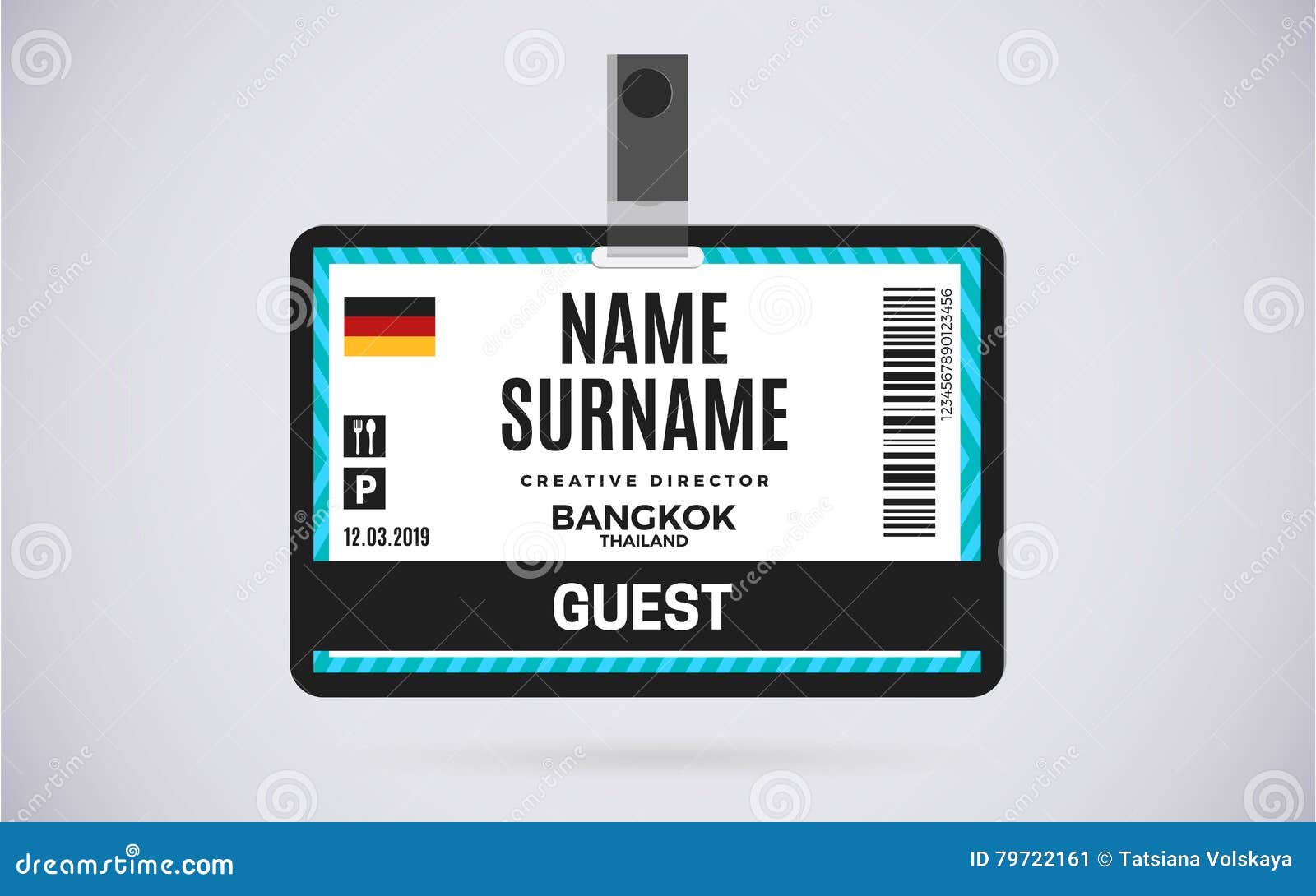 Guest Id Card Plastic Badge Vector Design Illustration Stock Vector ...