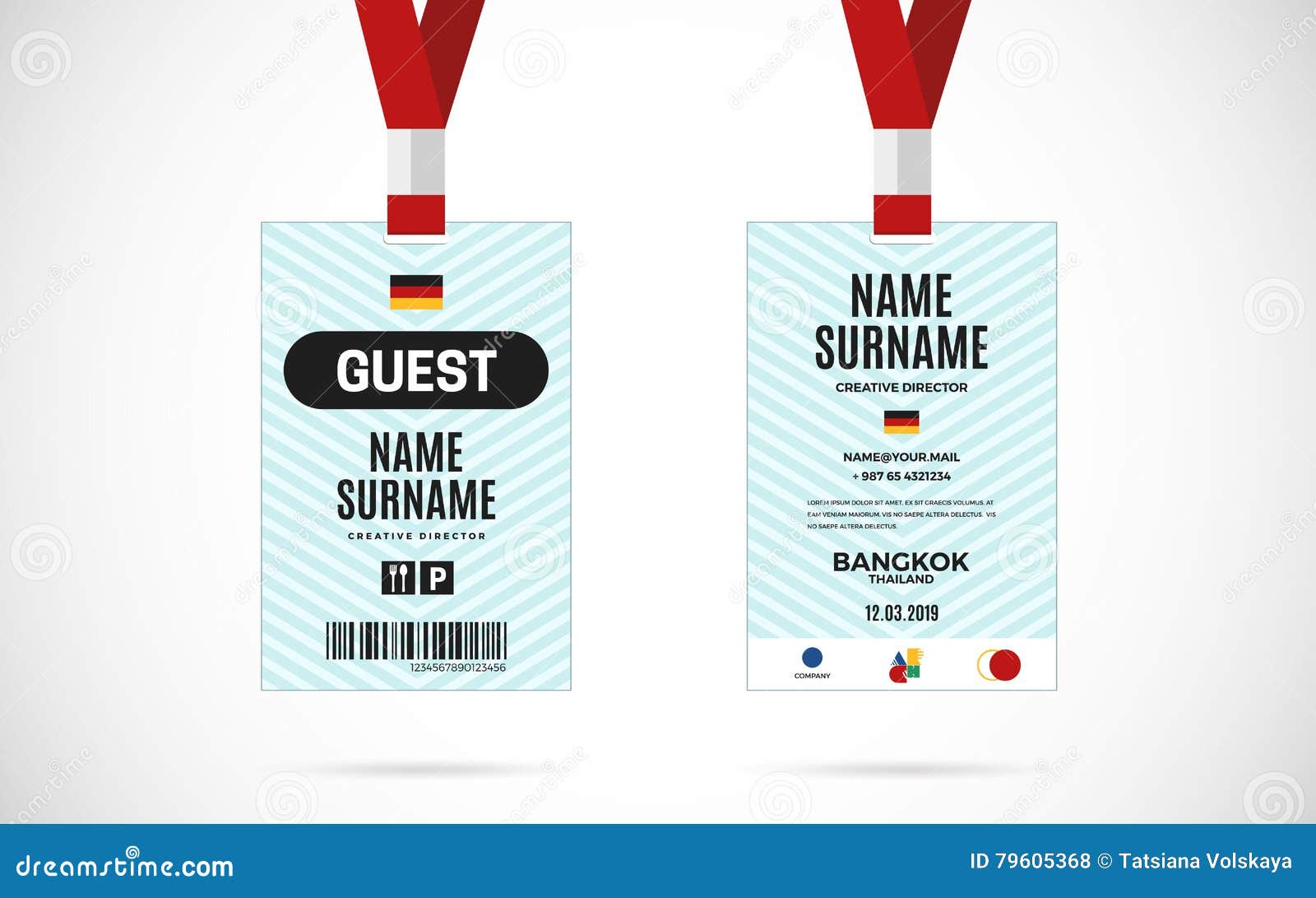 Guest Id Card Set Vector Design Illustration Stock Vector ...