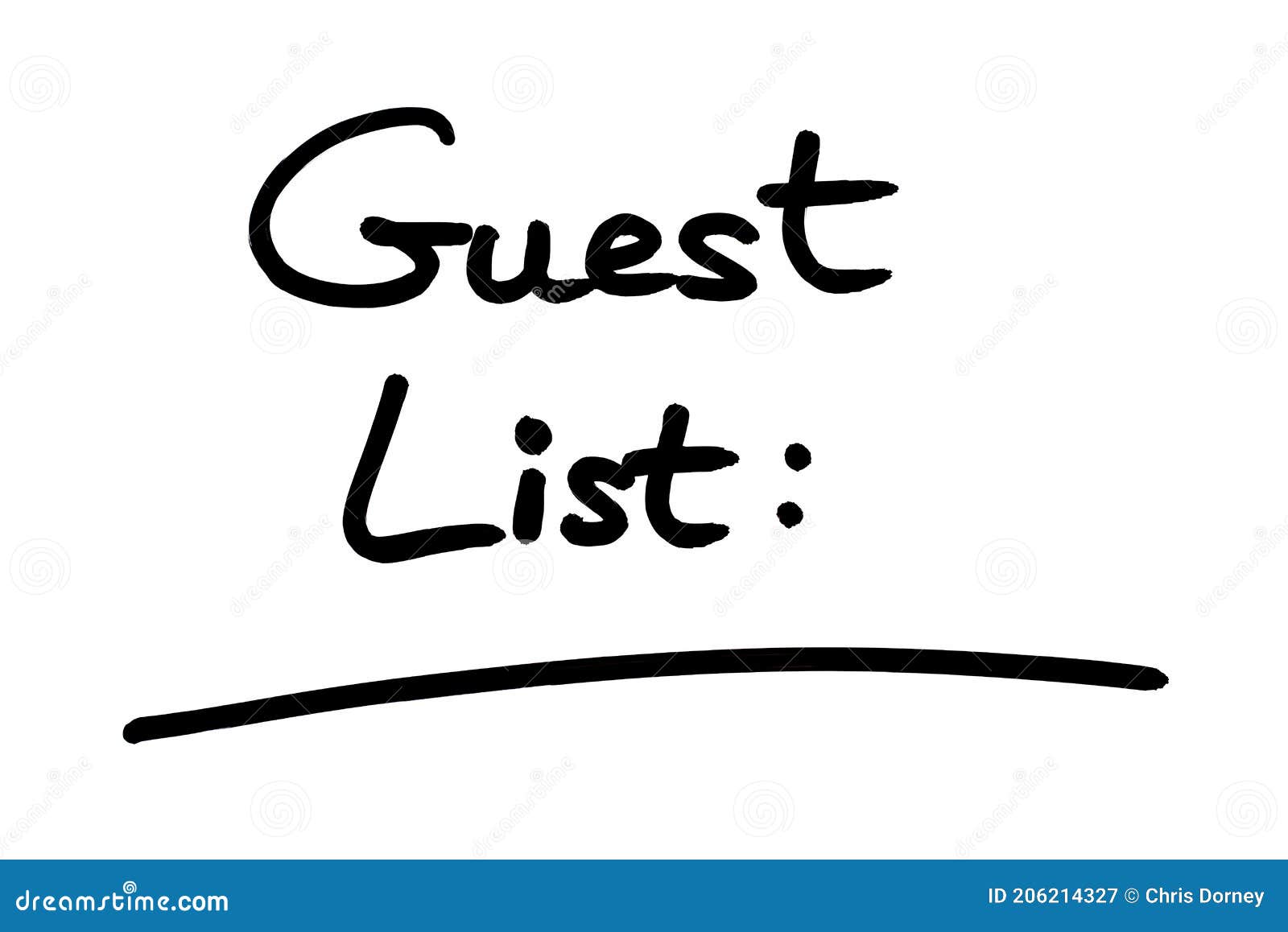 Guest List stock image. Image of handwriting, party - 206214327