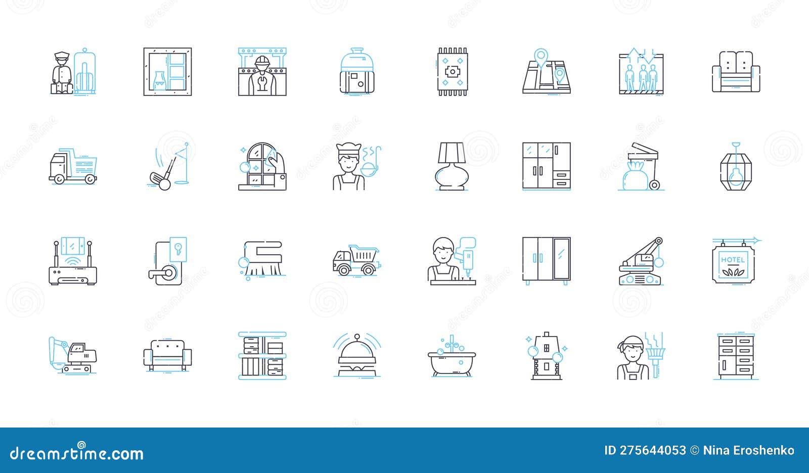 Guest Services Linear Icons Set. Hospitality, Accommodations, Requests ...