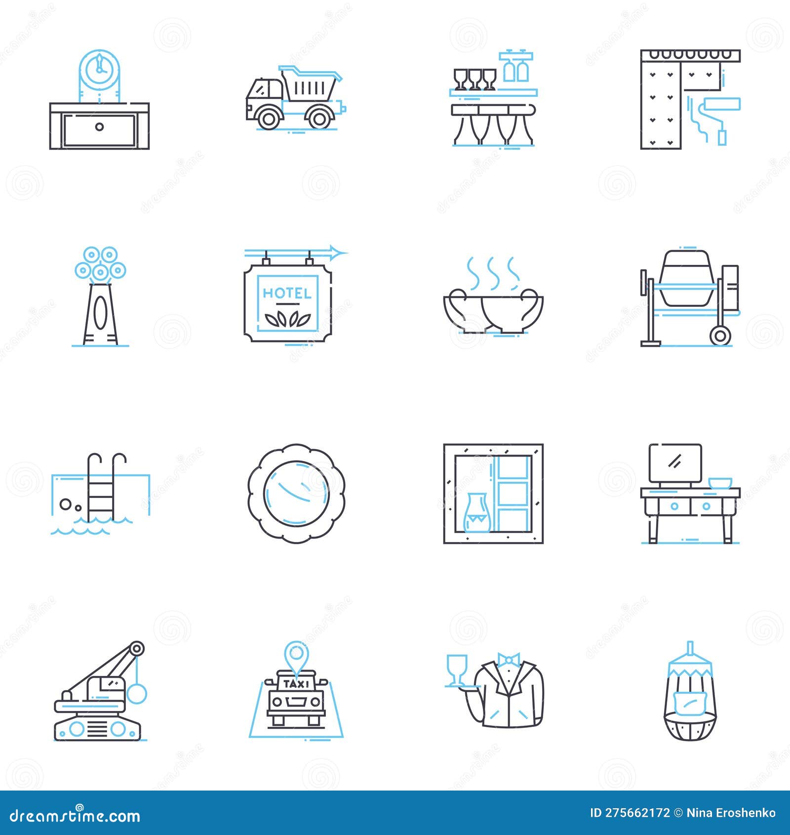 Guest Services Linear Icons Set. Hospitality, Accommodations, Requests ...