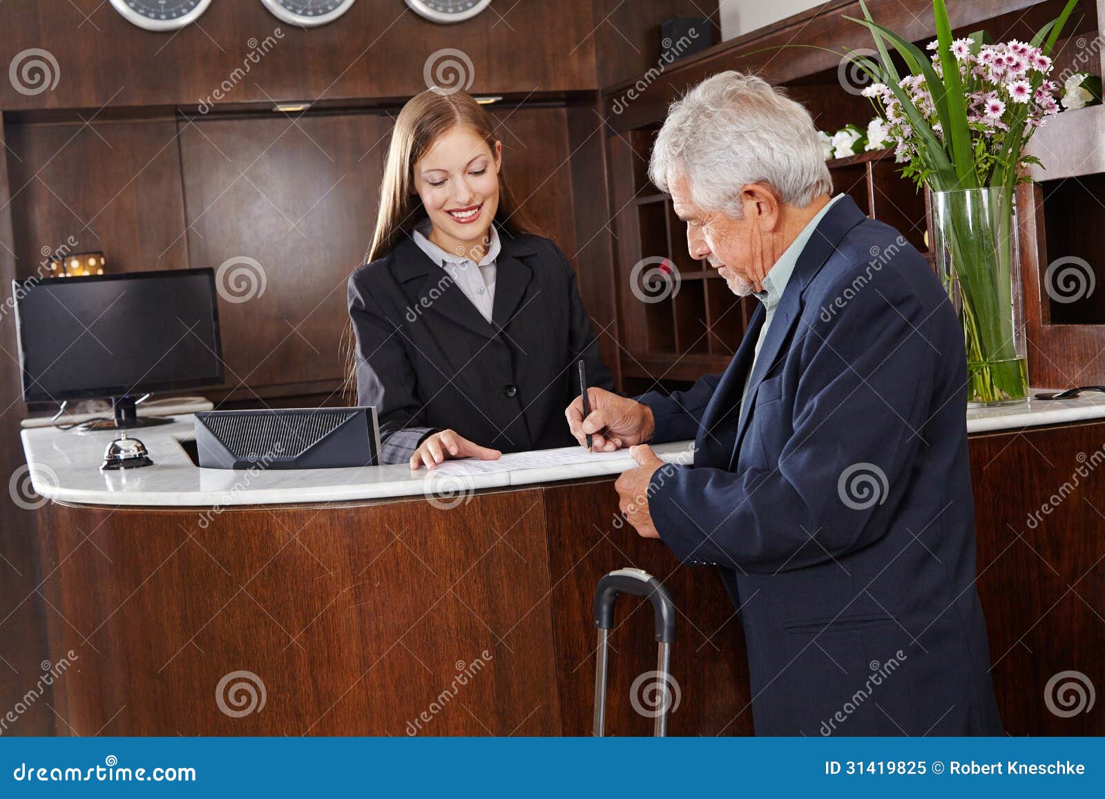 Guest Signing Form at Hotel Reception Stock Image - Image of contract ...