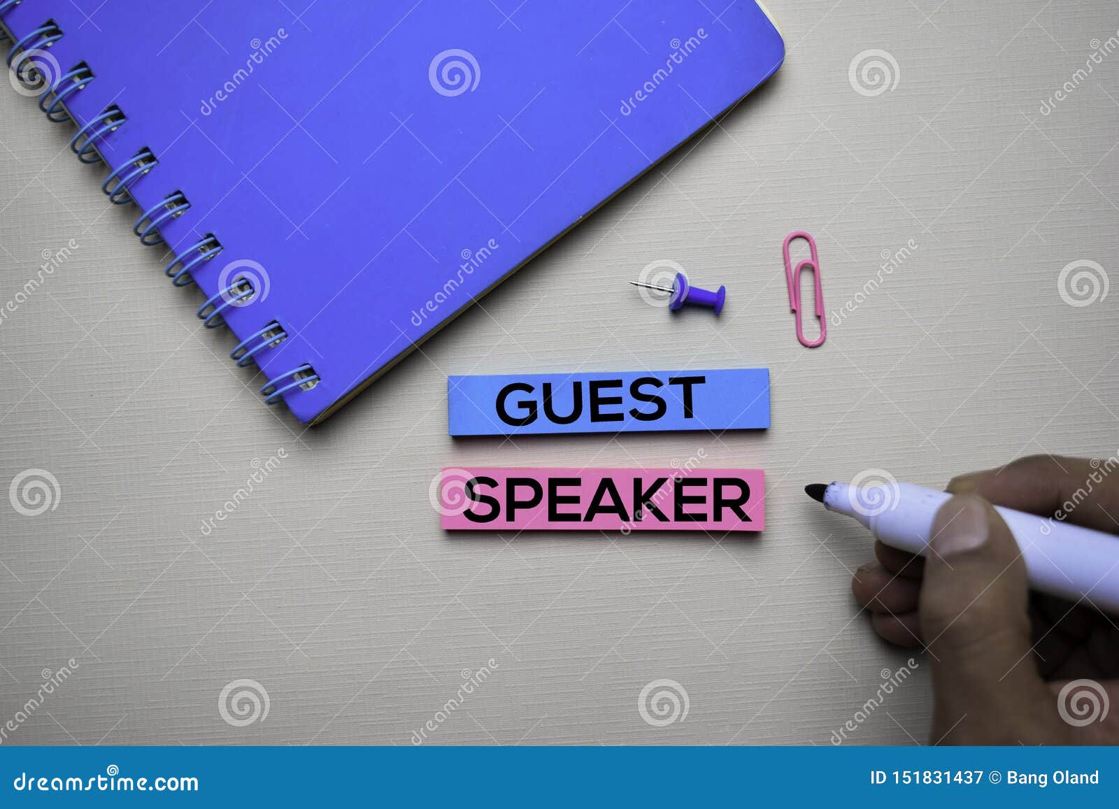 Guest Speaker Text on Sticky Notes with Office Desk Concept Stock Image ...