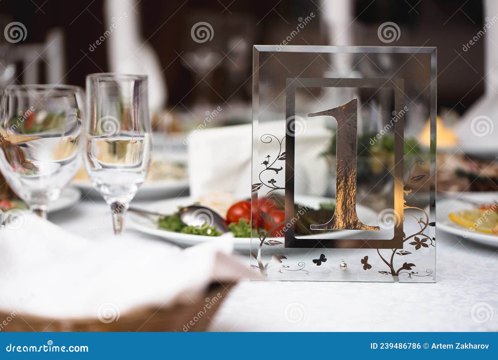 Guest Table Number. Wedding Table in the Restaurant Stock Photo - Image ...