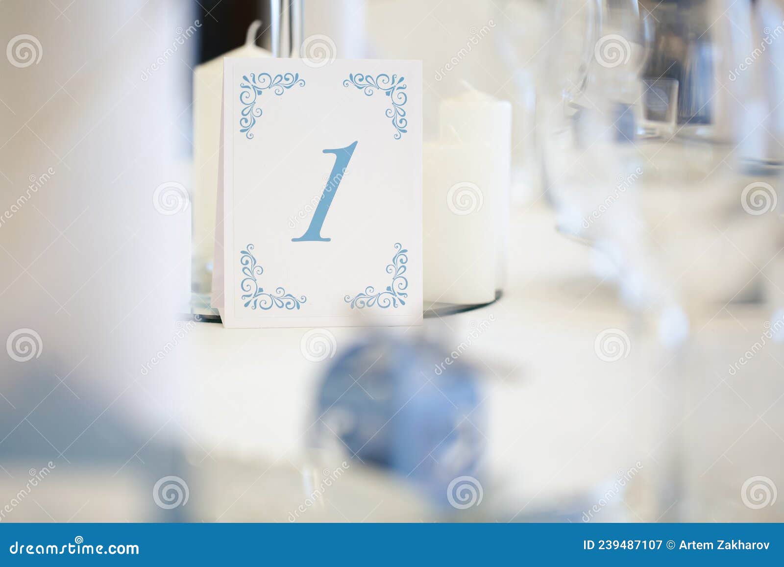 Guest Table Number. Wedding Table in the Restaurant Stock Image - Image ...